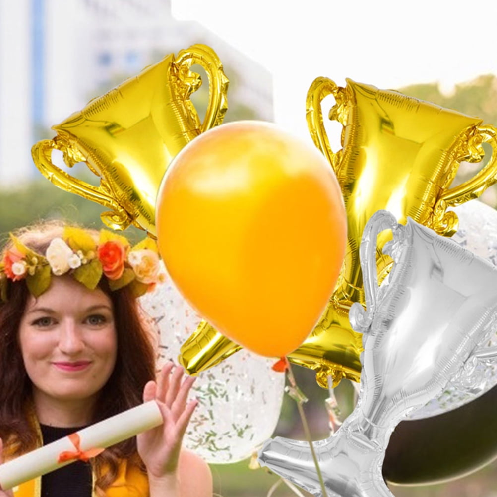 MIPCASE Aluminum Foil Trophy Balloons Golden 10Pcs For Event Organizers ...