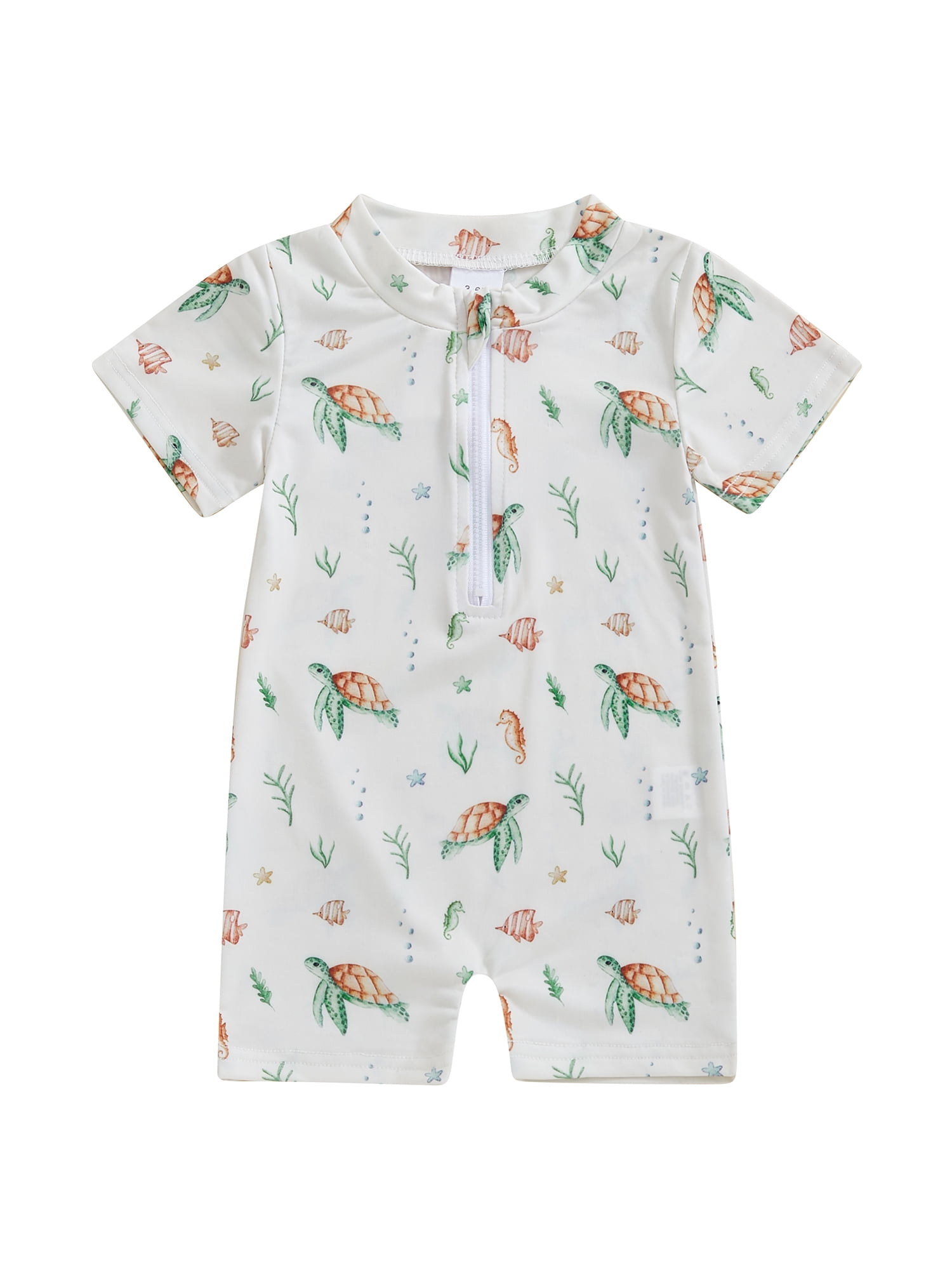 MIPREWUY Baby Boy Rash Guard Swimsuit Short Sleeve Sea Animal Print Zip ...