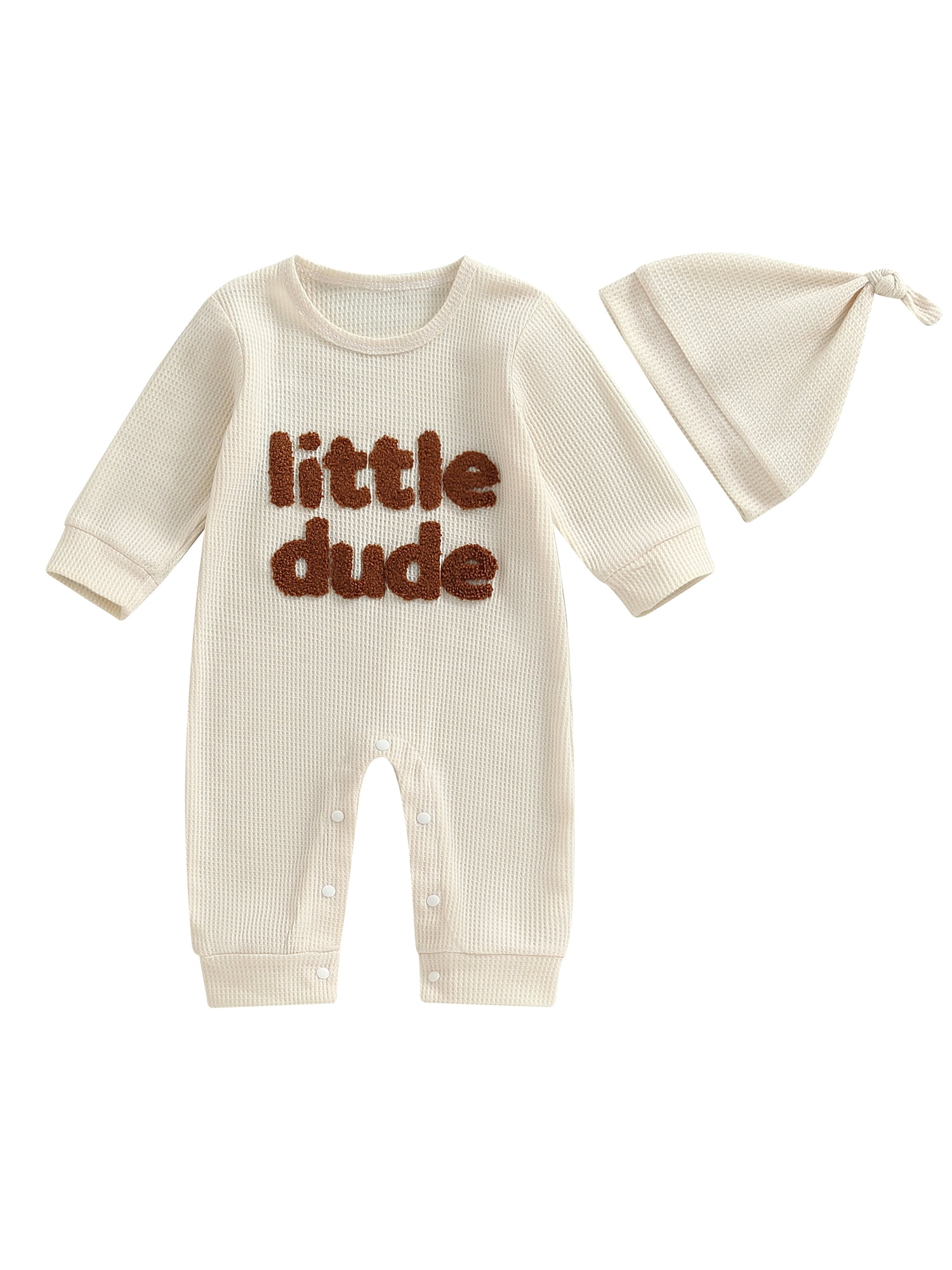 MIPREWUY Baby Boy Waffle Romper Letter Embroidery Long Sleeve Full ...