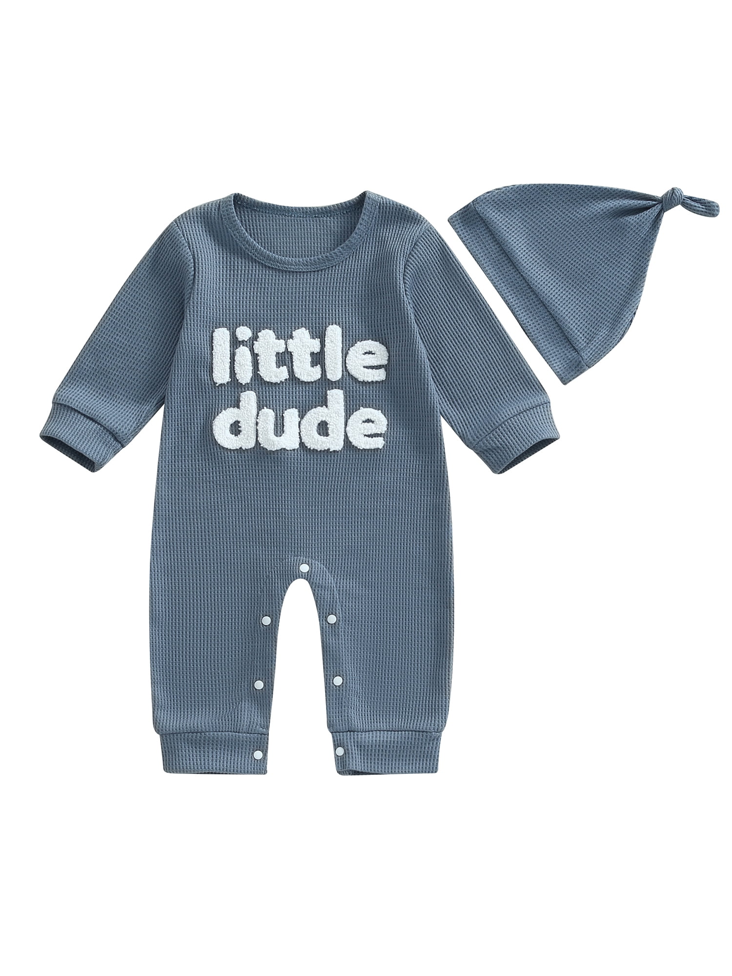 MIPREWUY Baby Boy Waffle Romper Letter Embroidery Long Sleeve Full ...