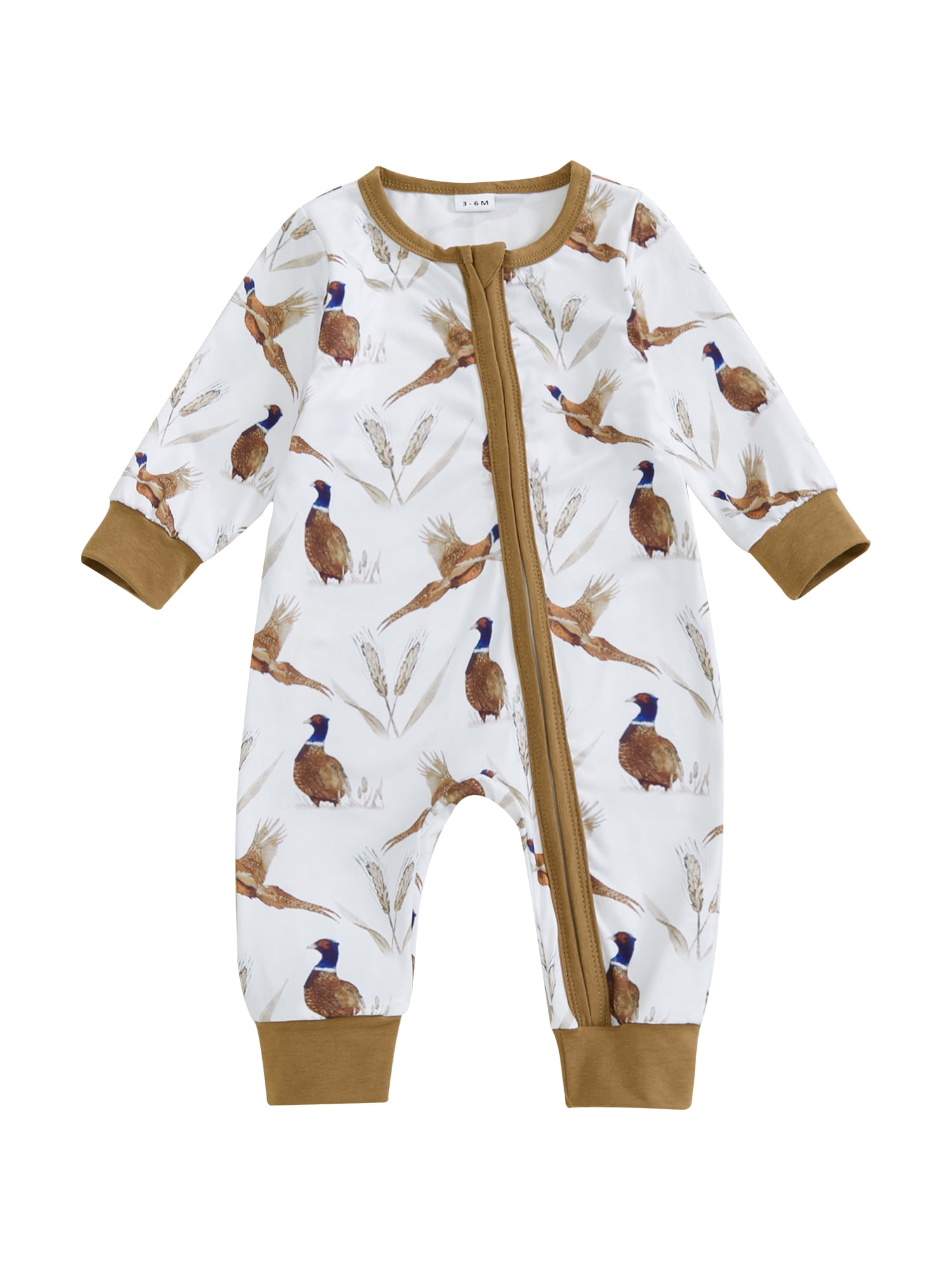 MIPREWUY Baby Fall Rompers Soft Bird Wheat Ear Pattern Zipper Closure ...