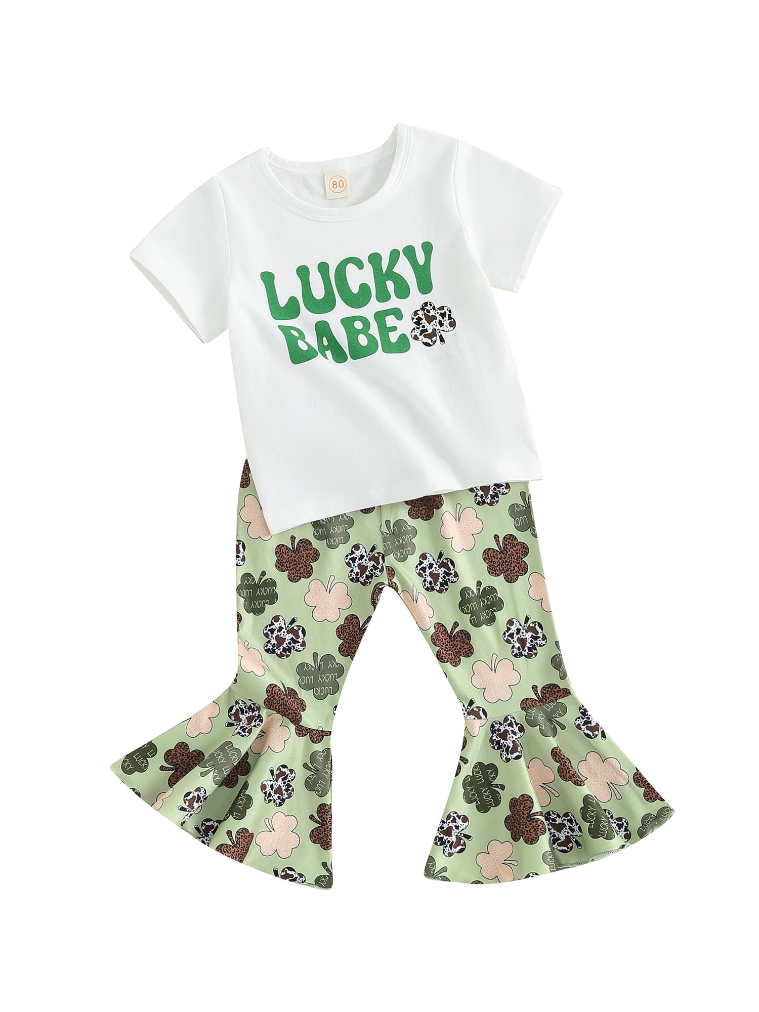 MIPREWUY Baby Girl 2Pcs Spring Outfits Short Sleeve Letter Print T ...