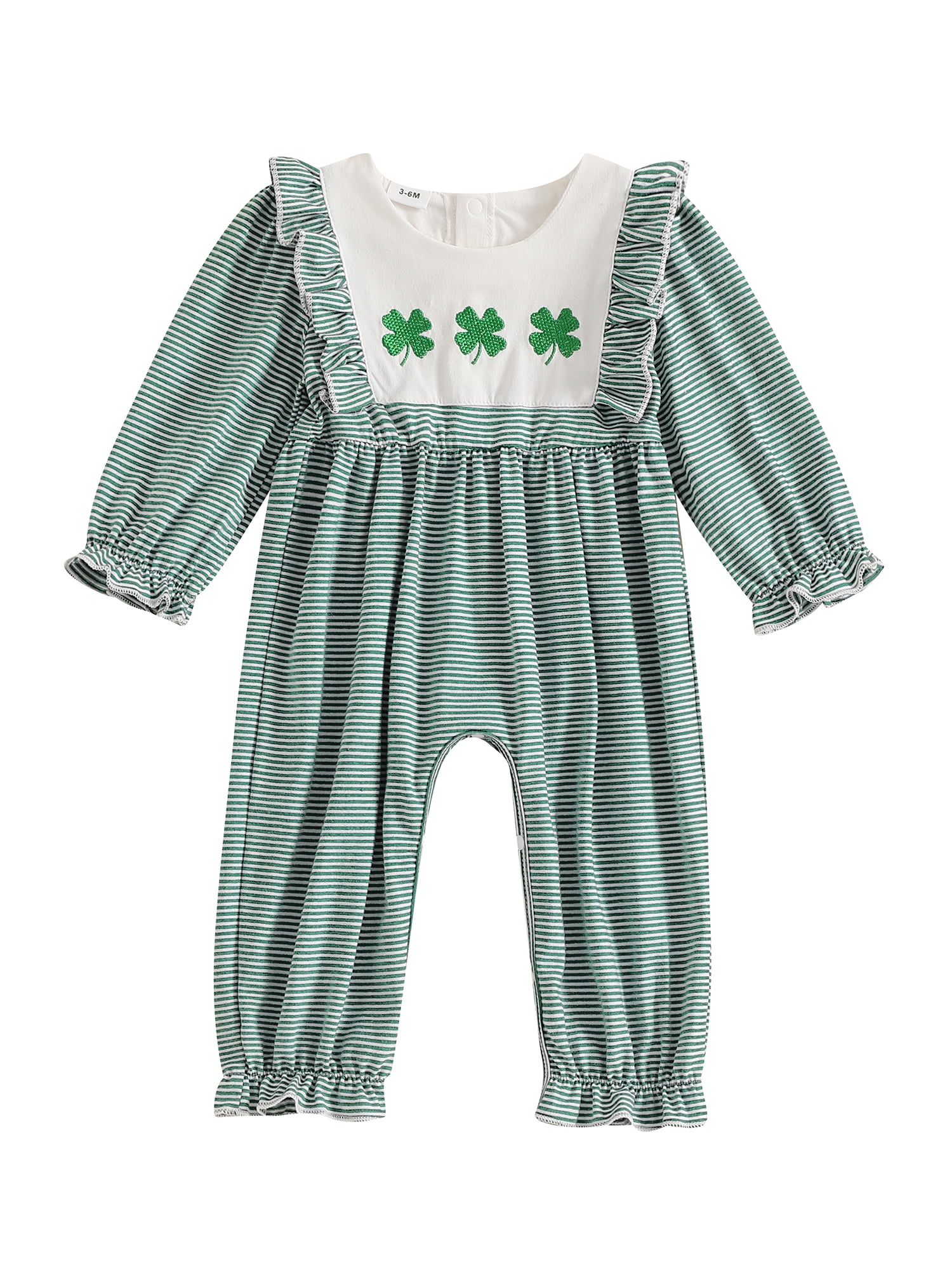 MIPREWUY Baby Girls Rompers Ireland Clothes Stripe Clover Embroidery ...