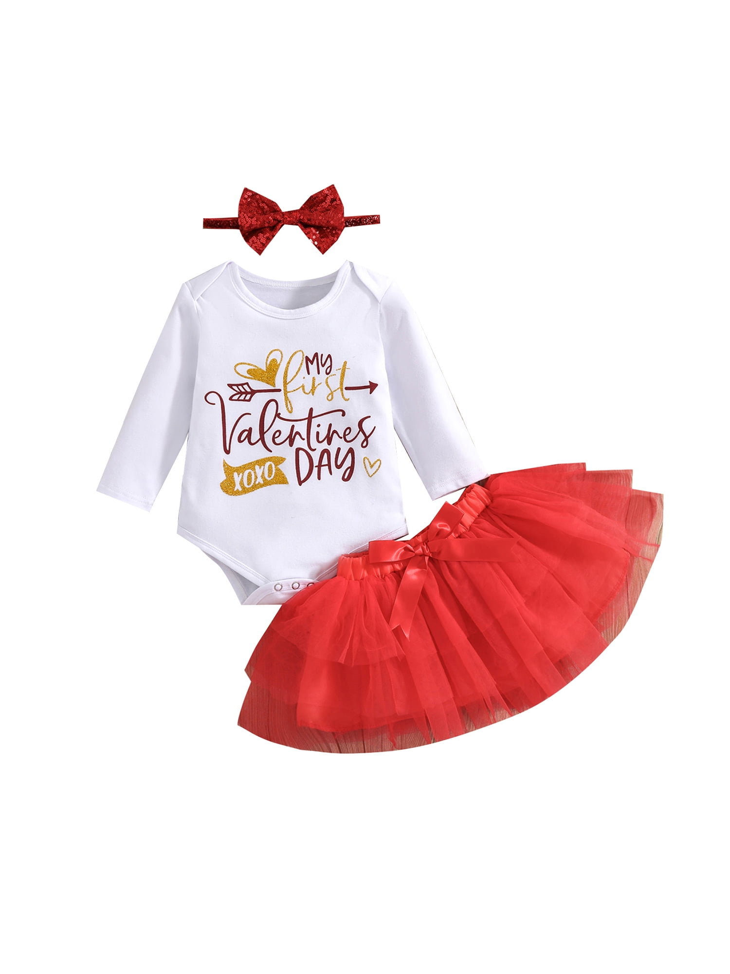MIPREWUY Baby My First Valentine’s Day Outfits, Long Sleeve Letter Print Romper + Tutu Skirt ...