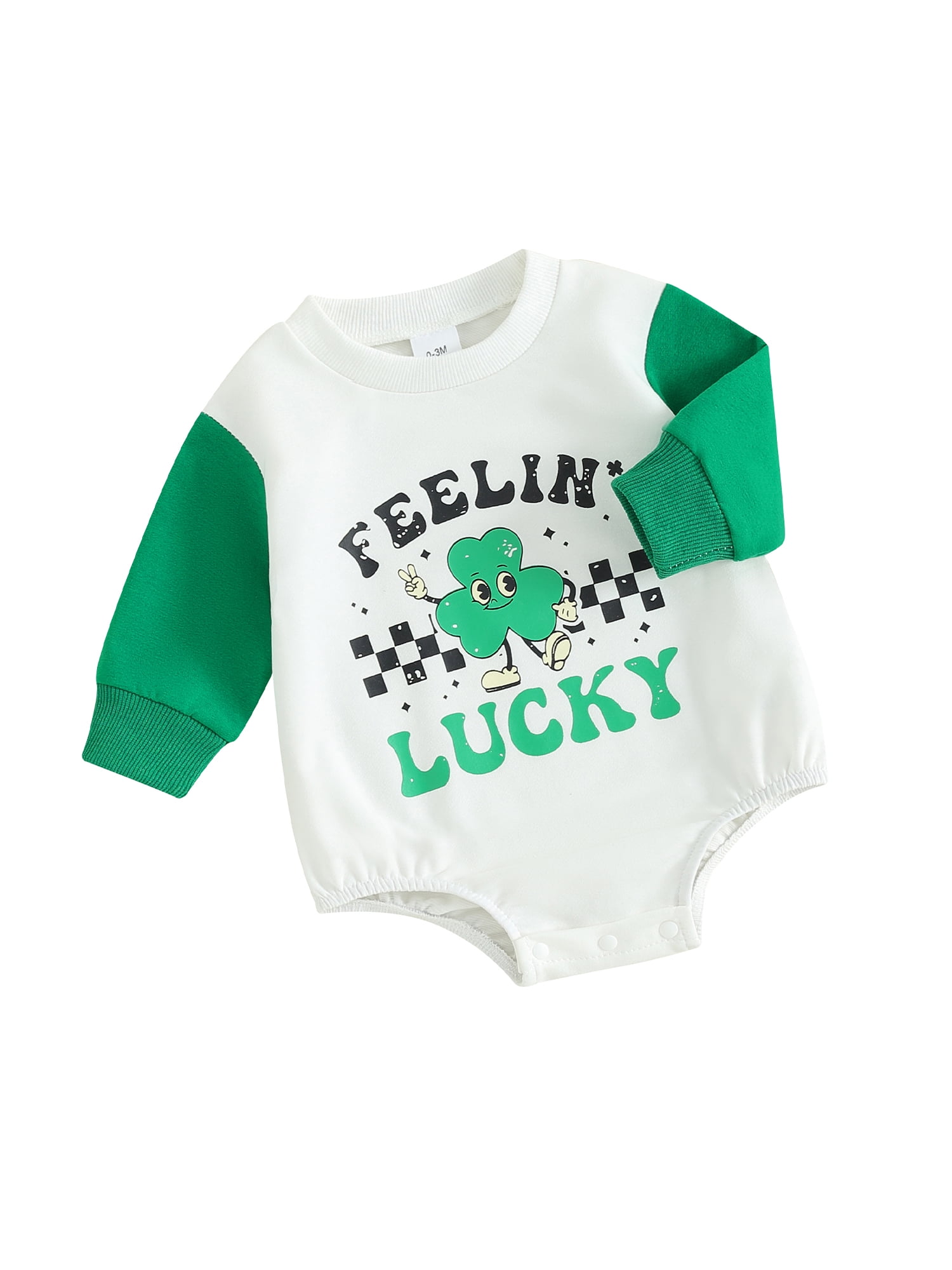 MIPREWUY Baby Romper, Long Sleeve Crew Neck Shamrock Letters Print Fall Bodysuit Clothes for ...