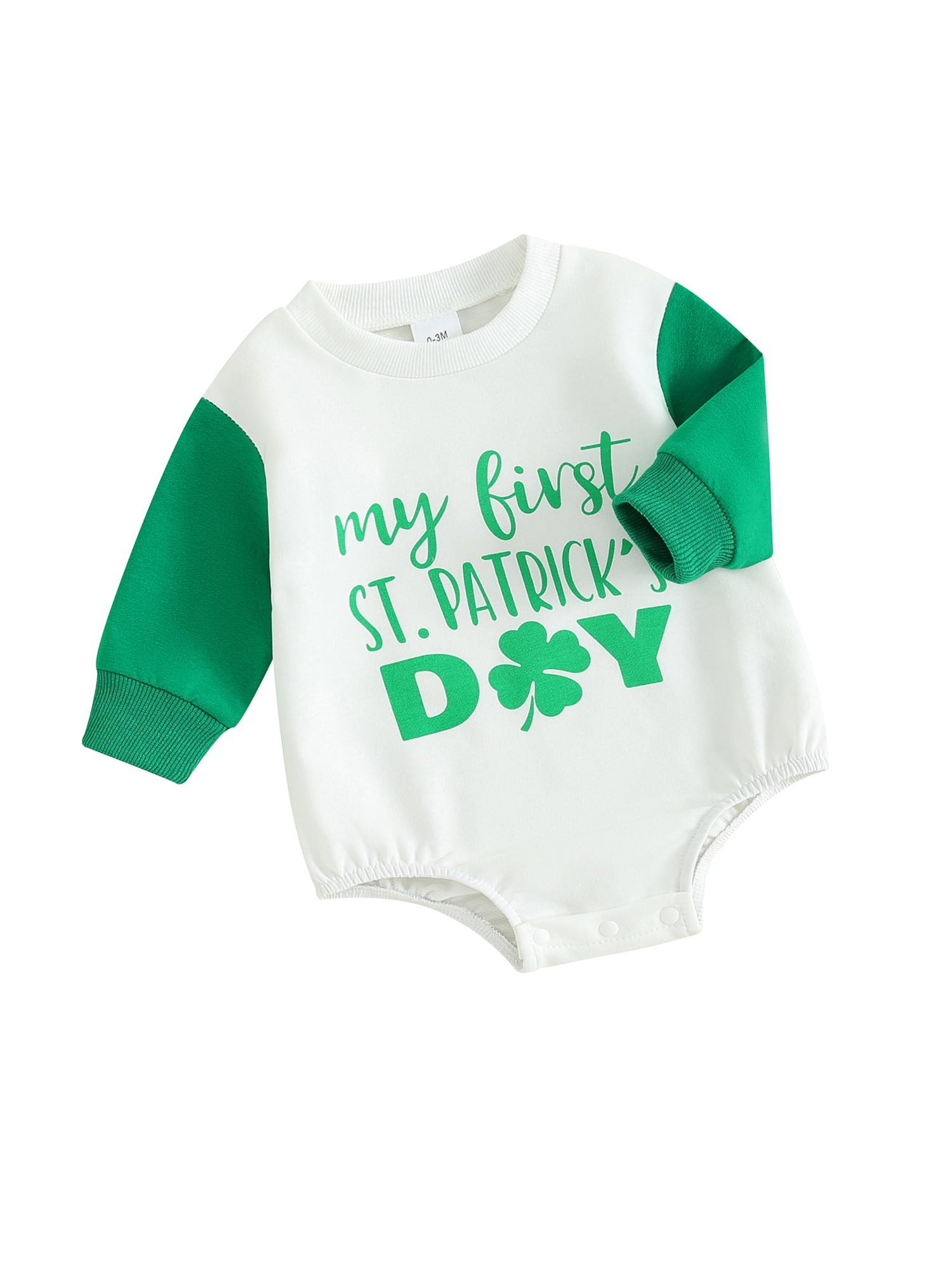 MIPREWUY Baby Romper, Long Sleeve Crew Neck Shamrock Letters Print Fall Bodysuit Clothes for ...