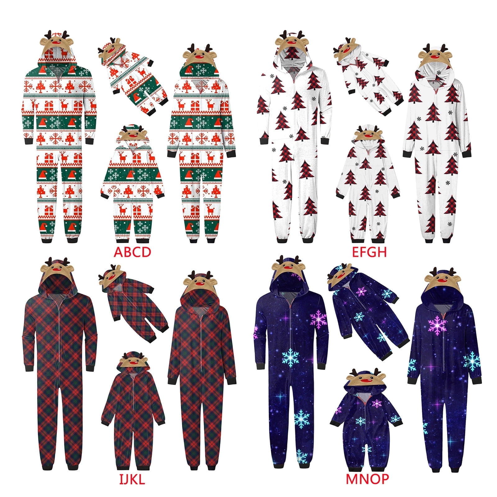 MIPREWUY Family Christmas Pajamas, Long Sleeve Elk/Christmas Tree/Plaid ...