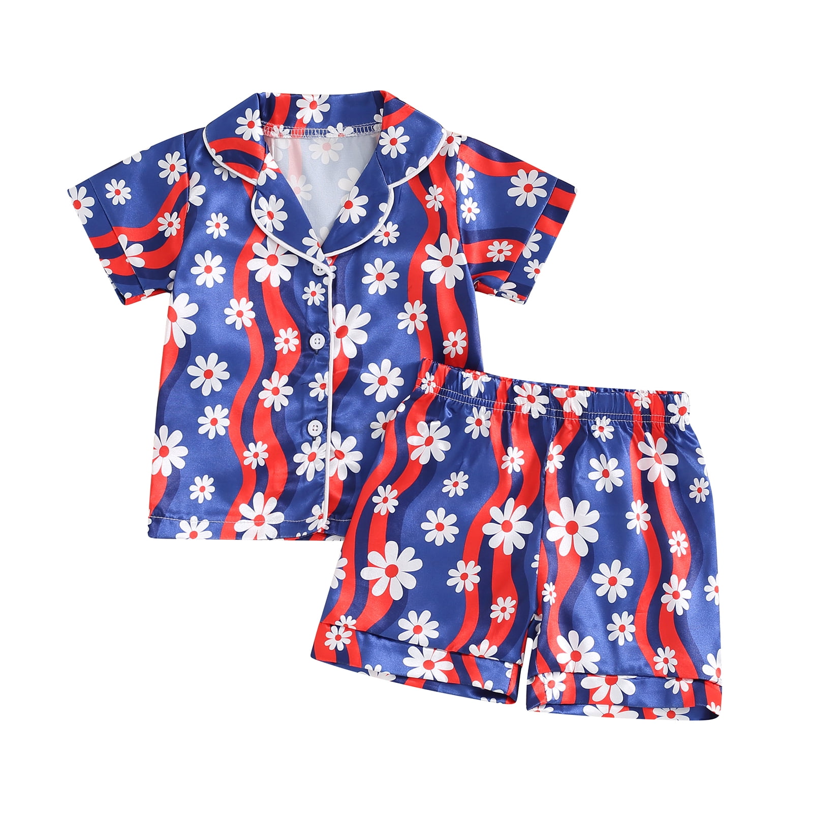 MIPREWUY Girl's Satin Pajama Set, Short Sleeve Button Down Tops ...