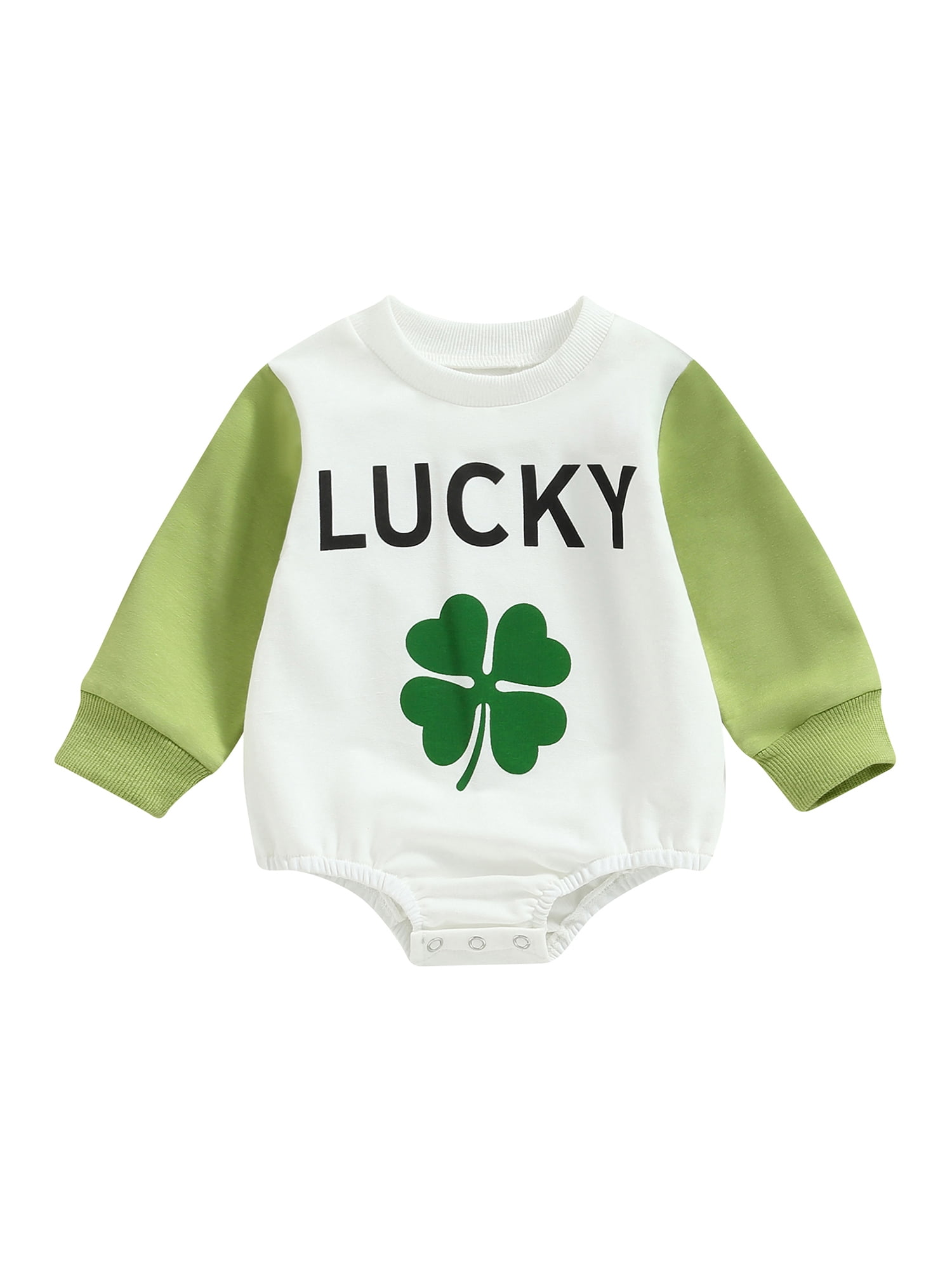 MIPREWUY Infant Baby Spring Jumpsuit, Letter Clover Print Long Sleeve Round Neck Triangle Romper ...