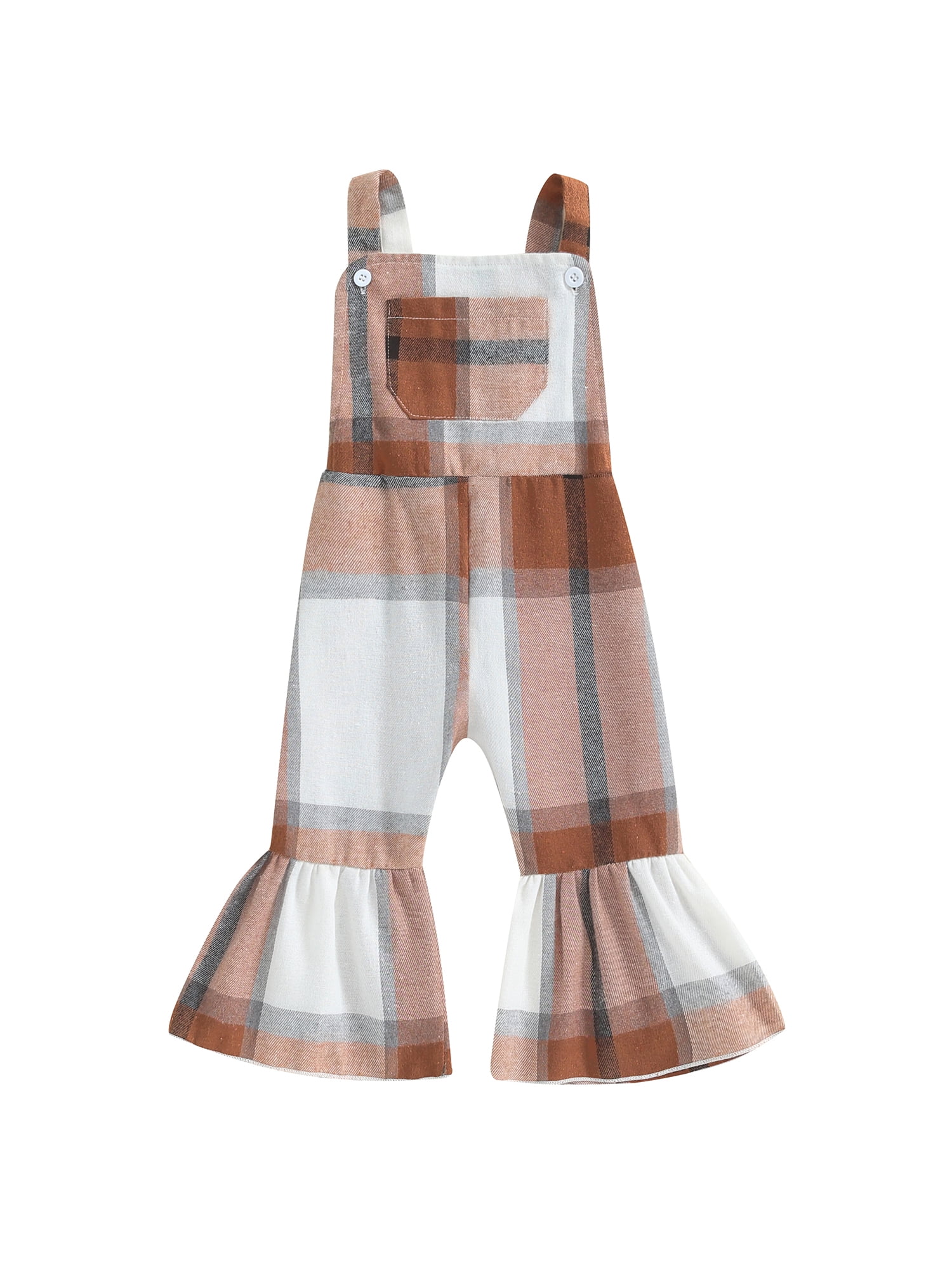 MIPREWUY Little Girl Plaid Overalls Casual Square Neck Sleeveless Bell ...