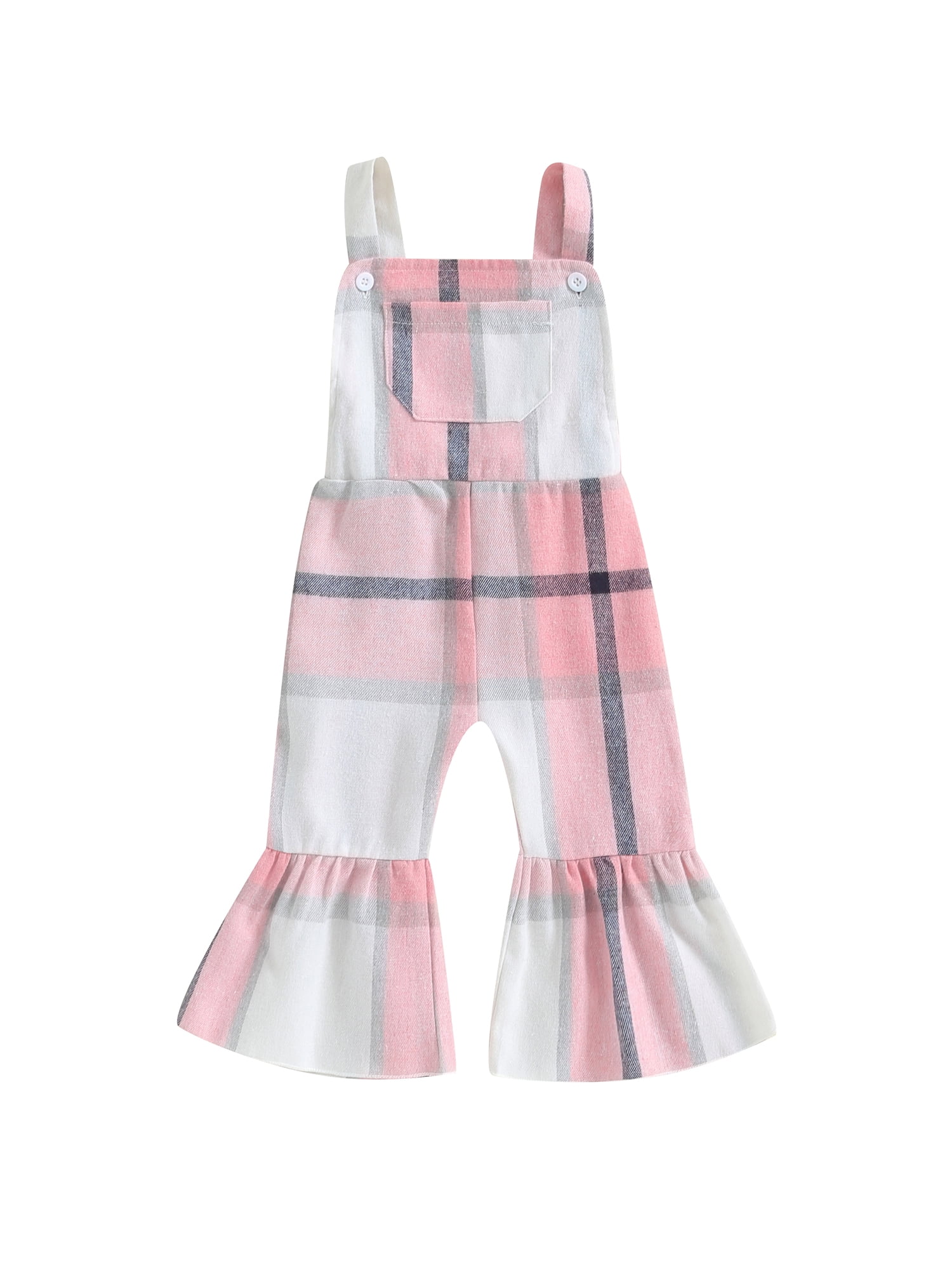 MIPREWUY Little Girl Plaid Overalls Casual Square Neck Sleeveless Bell ...