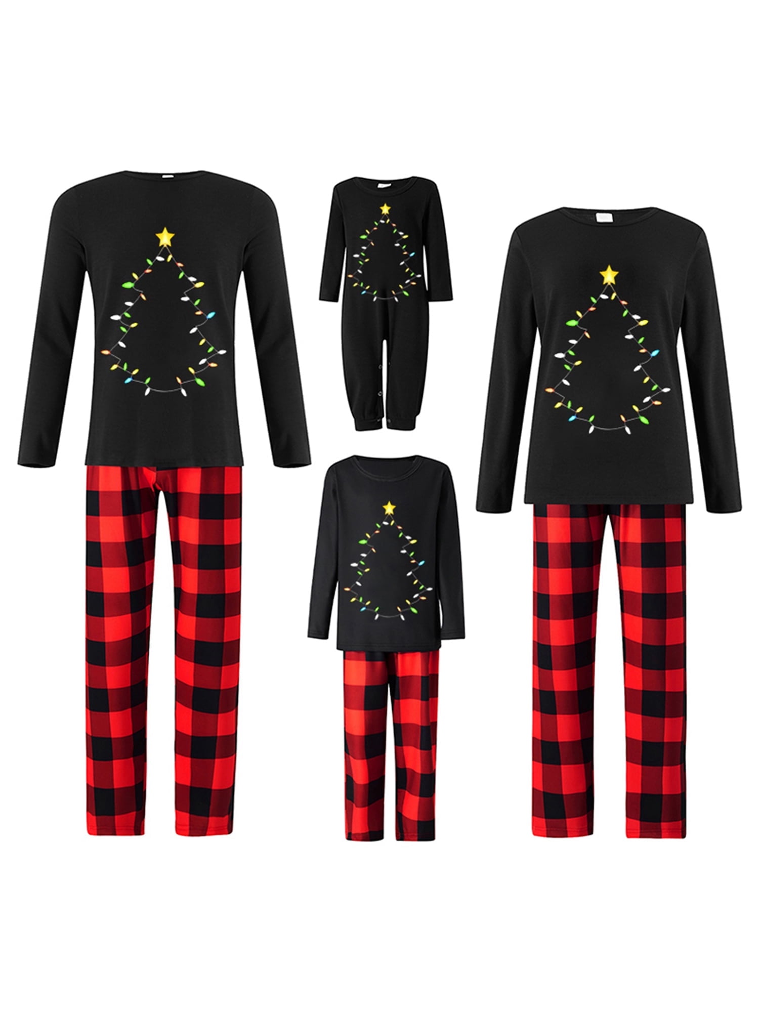 MIPREWUY Matching Christmas Pajamas for Family, Long Sleeve Tree Print ...