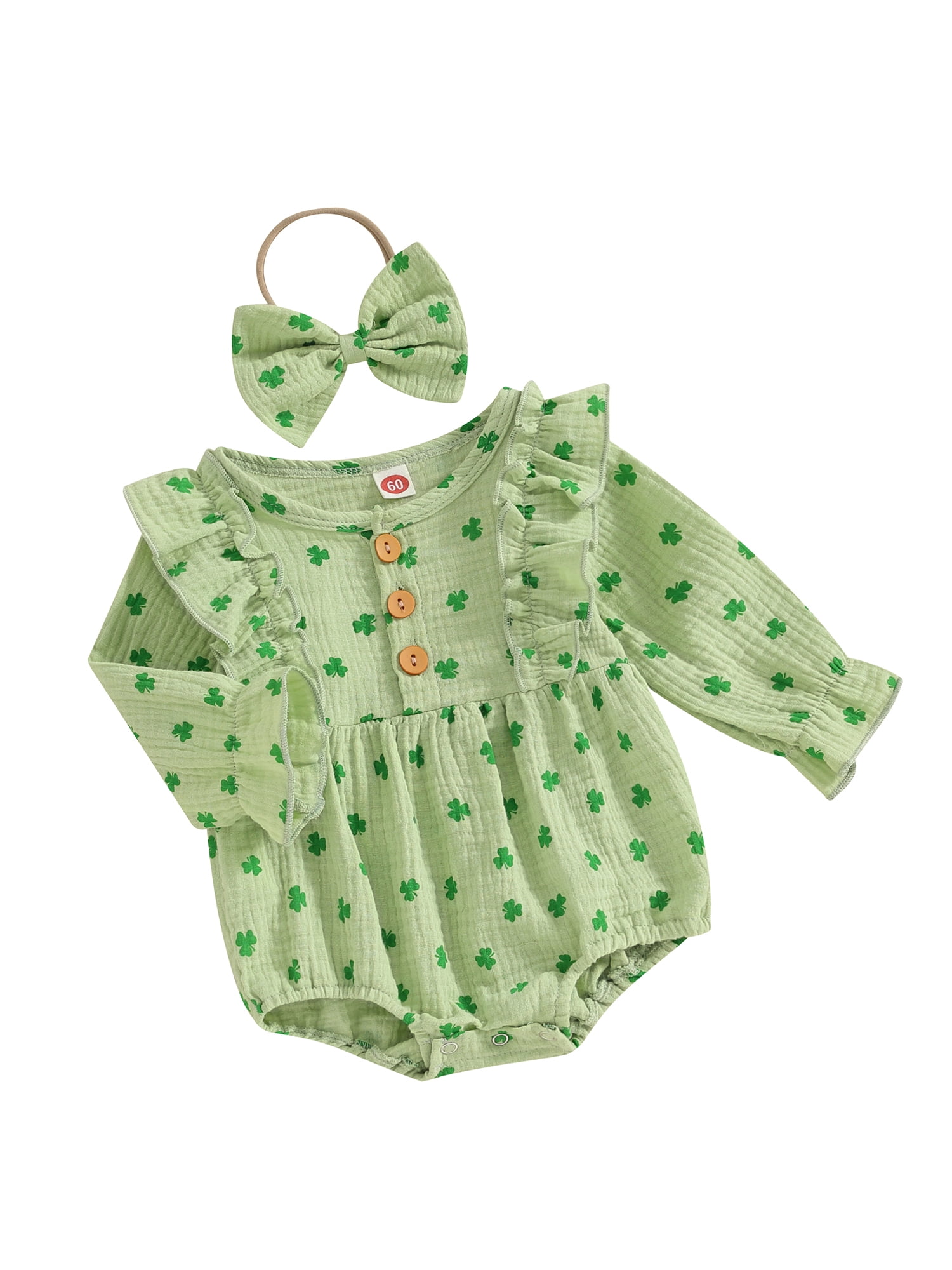 MIPREWUY Newborn Girl Outfit, Long Sleeve Crew Neck Shamrock Print ...