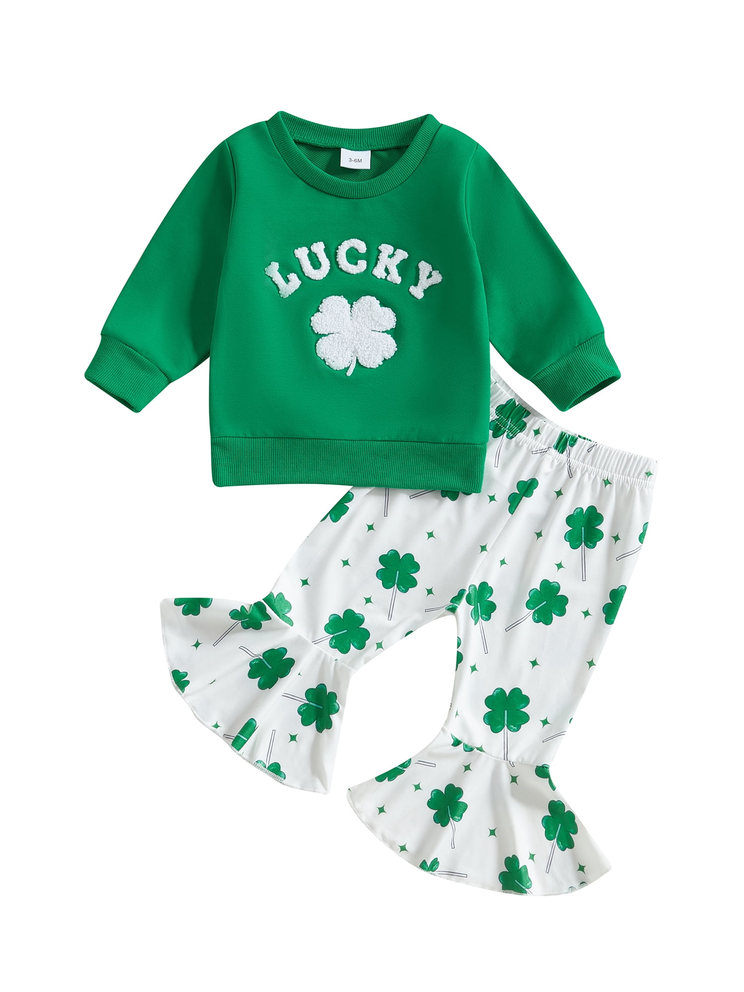 MIPREWUY Toddler Girls Irish Day Outfits Clover Long Sleeve Sweatshirt ...