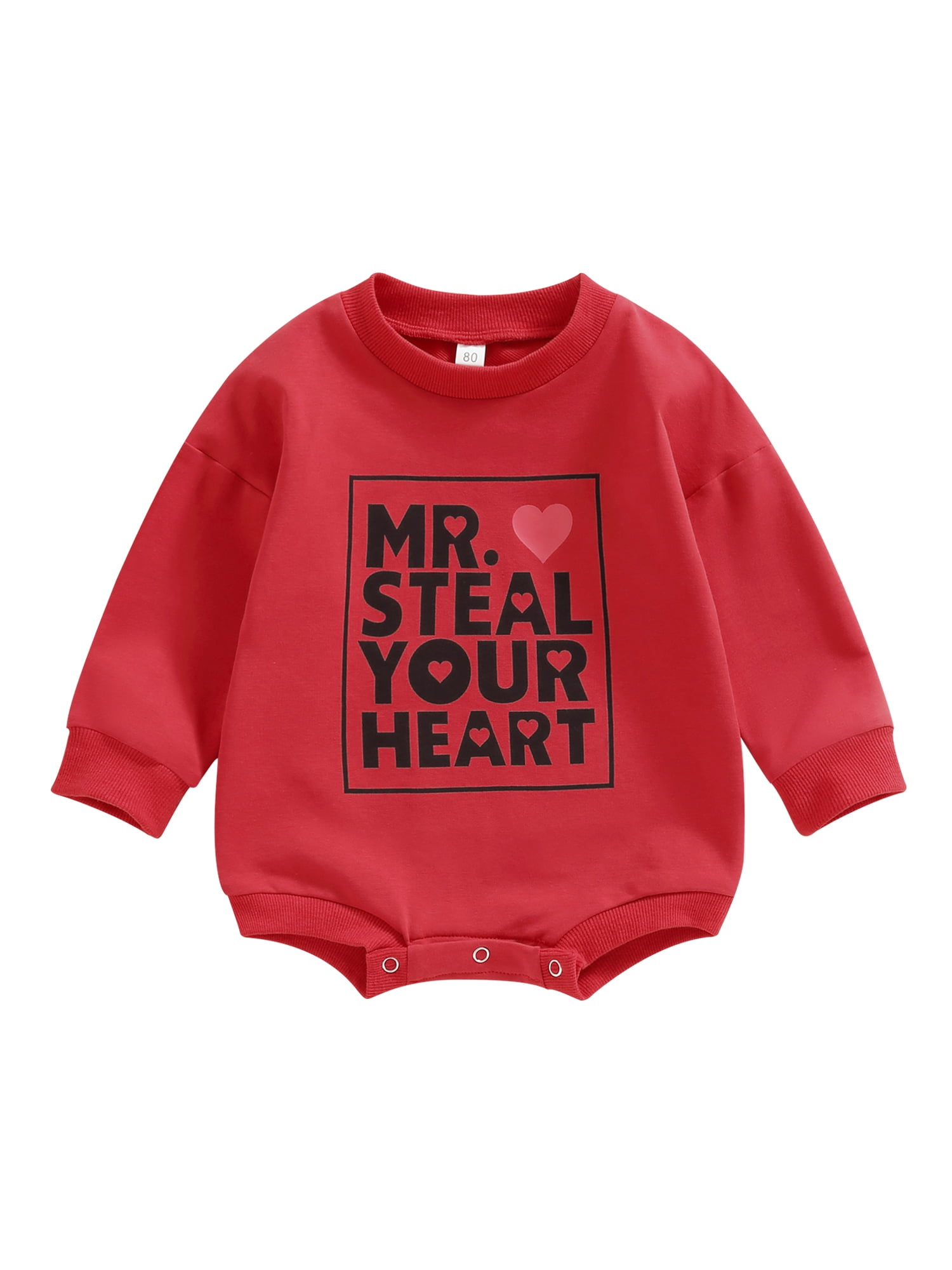 MIPREWUY Valentine´s Day Toddler Baby Rompers Letter Print Long Sleeve Jumpsuit for Newborn ...