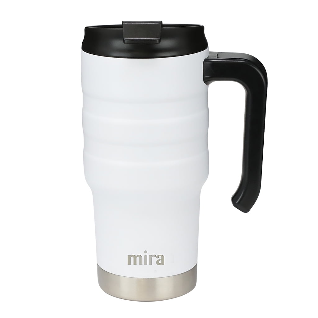 MIRA 20oz Insulated Travel Mug, Non-Spill, Metal with Handle & Flip Lid ...