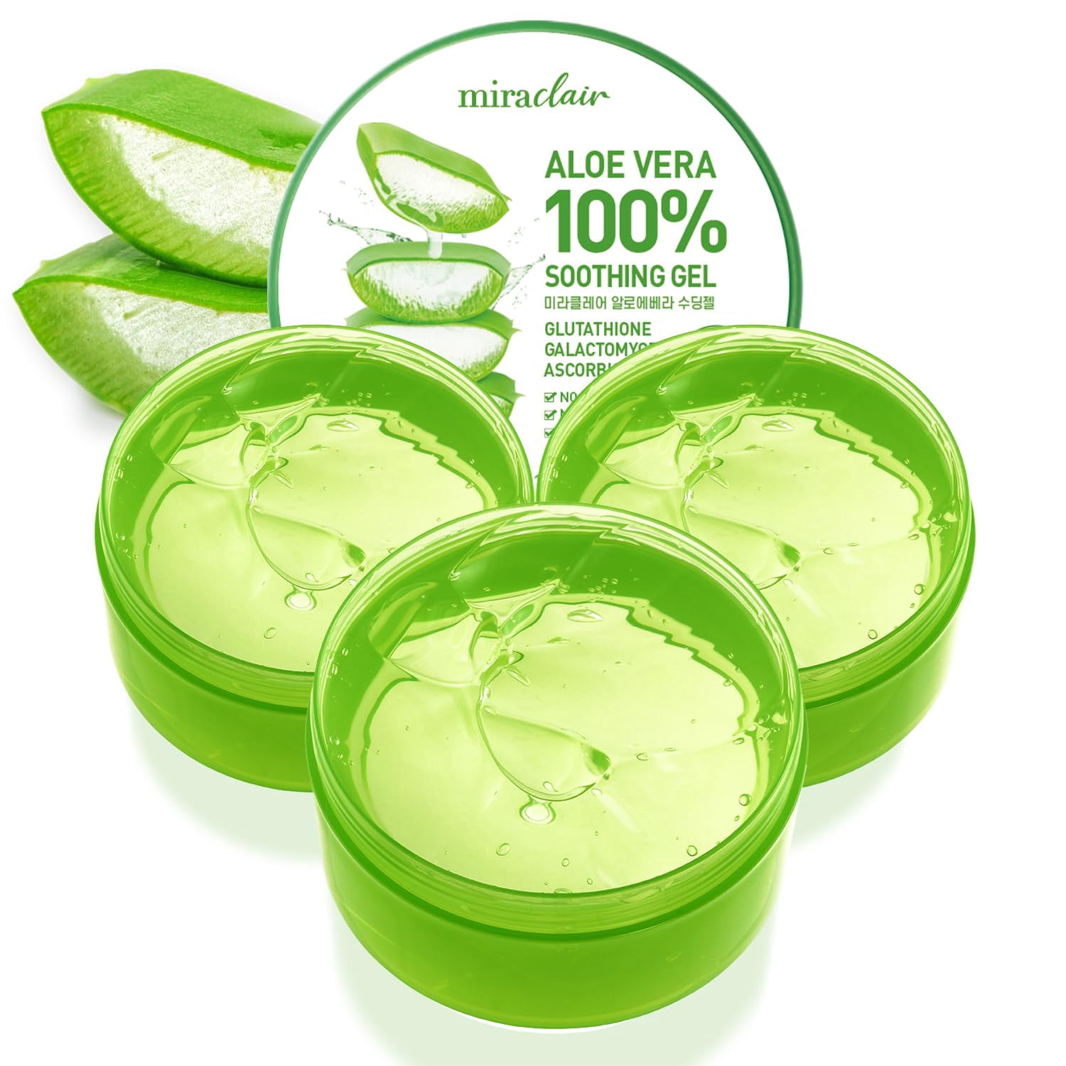 MIRACLAIR Aloe Vera Gel SSF20 for Face, Skin, Hair & Sunburn Relief ...