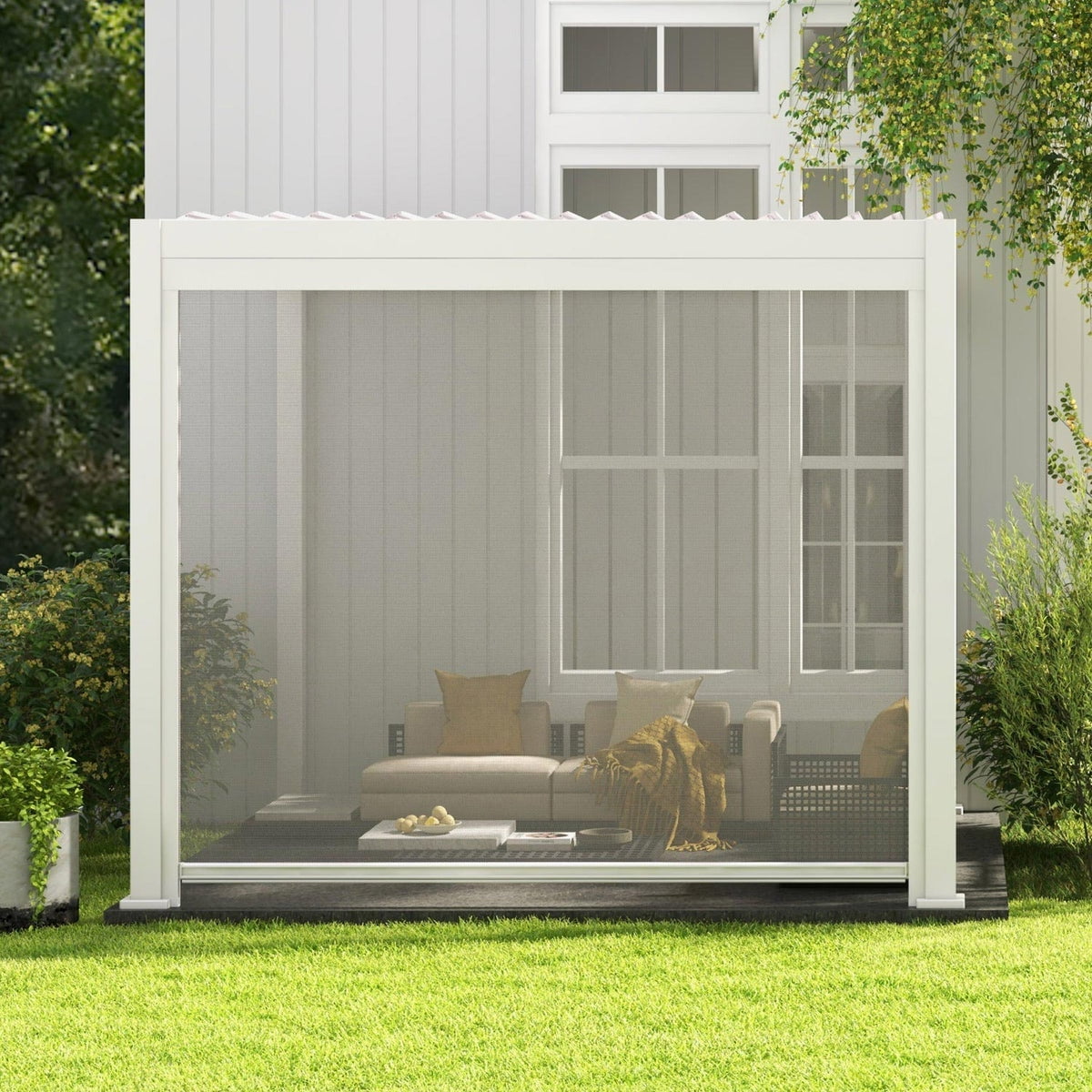 MIRADOR 10' Outdoor Pergola Accessories Aluminum Pull Down Privacy ...