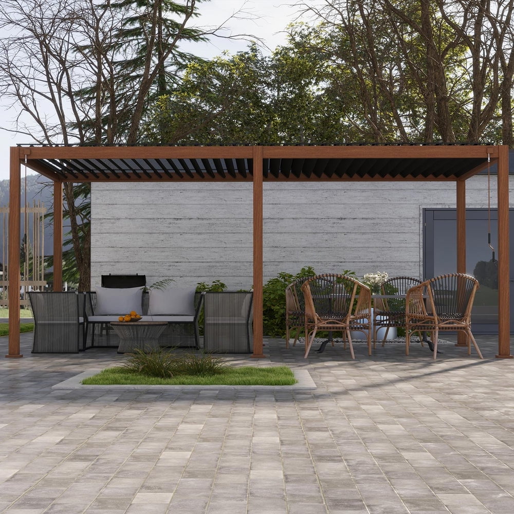 Mirador 10'x 20' 111S Takasho Full Aluminum Pergola w/ Adjustable ...