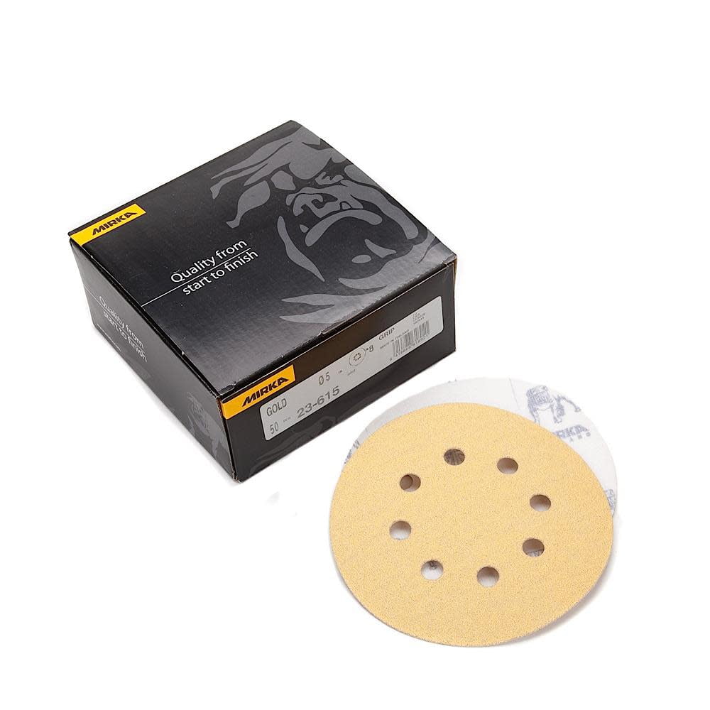 Mirka Abrasives 23615120 23615120; Gold 5 Inch 8H Grip Vac Disc 120 ...