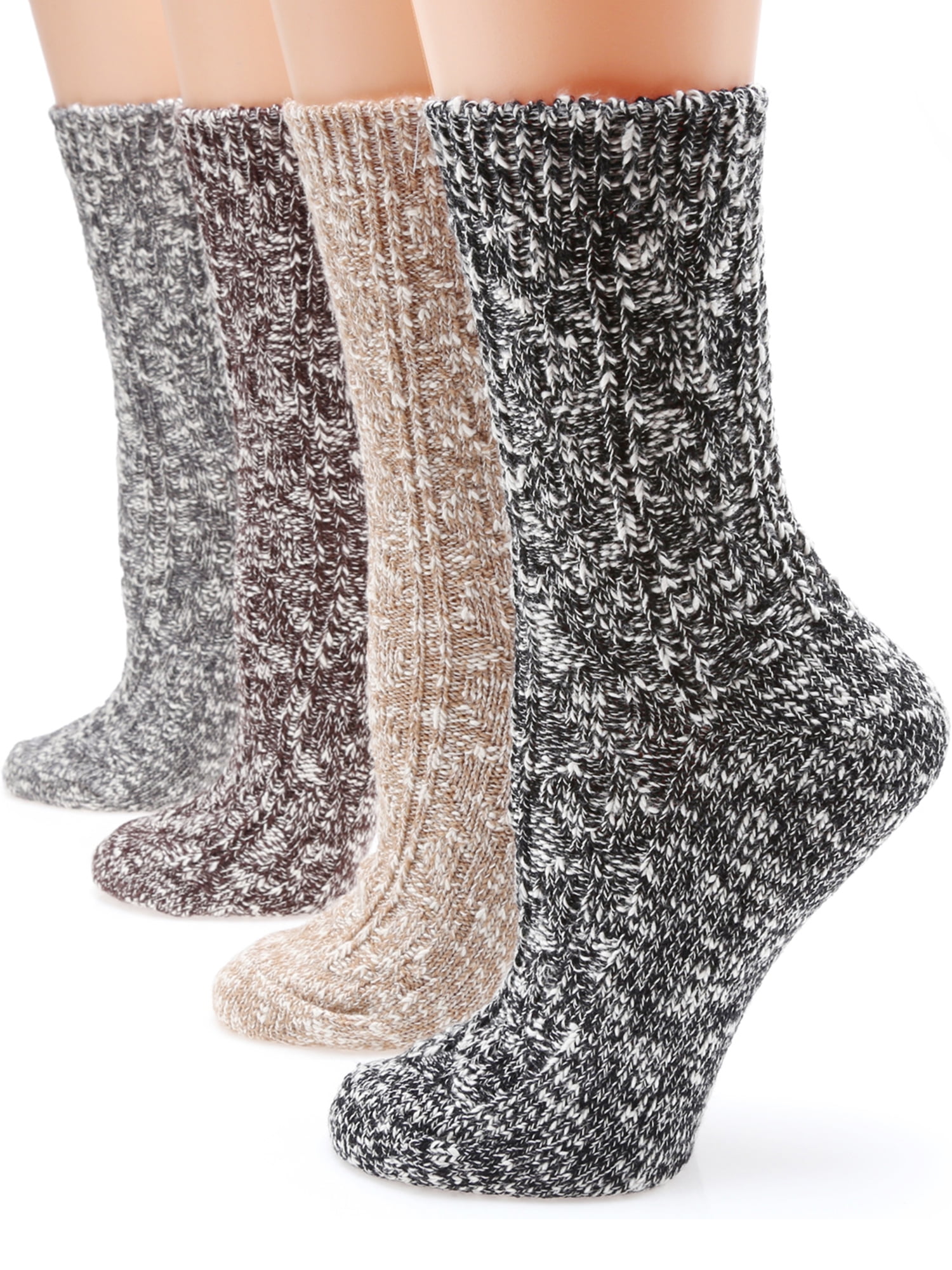MIRMARU M104 Women's Winter 4 Pairs Wool and cotton Blend Crew Socks ...