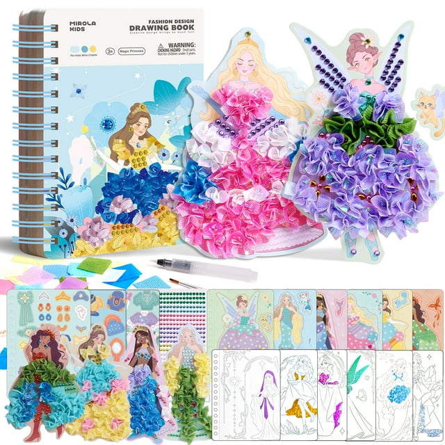 MIROLA KIDS Magic Princess 4 in 1 Fashion Design Drawing Book, Dress-up ...