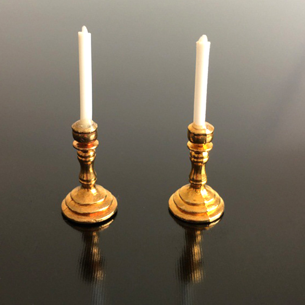 MIRROR 1/12 1 Pair Mini Simulated Candlestick Toy Model Doll House ...