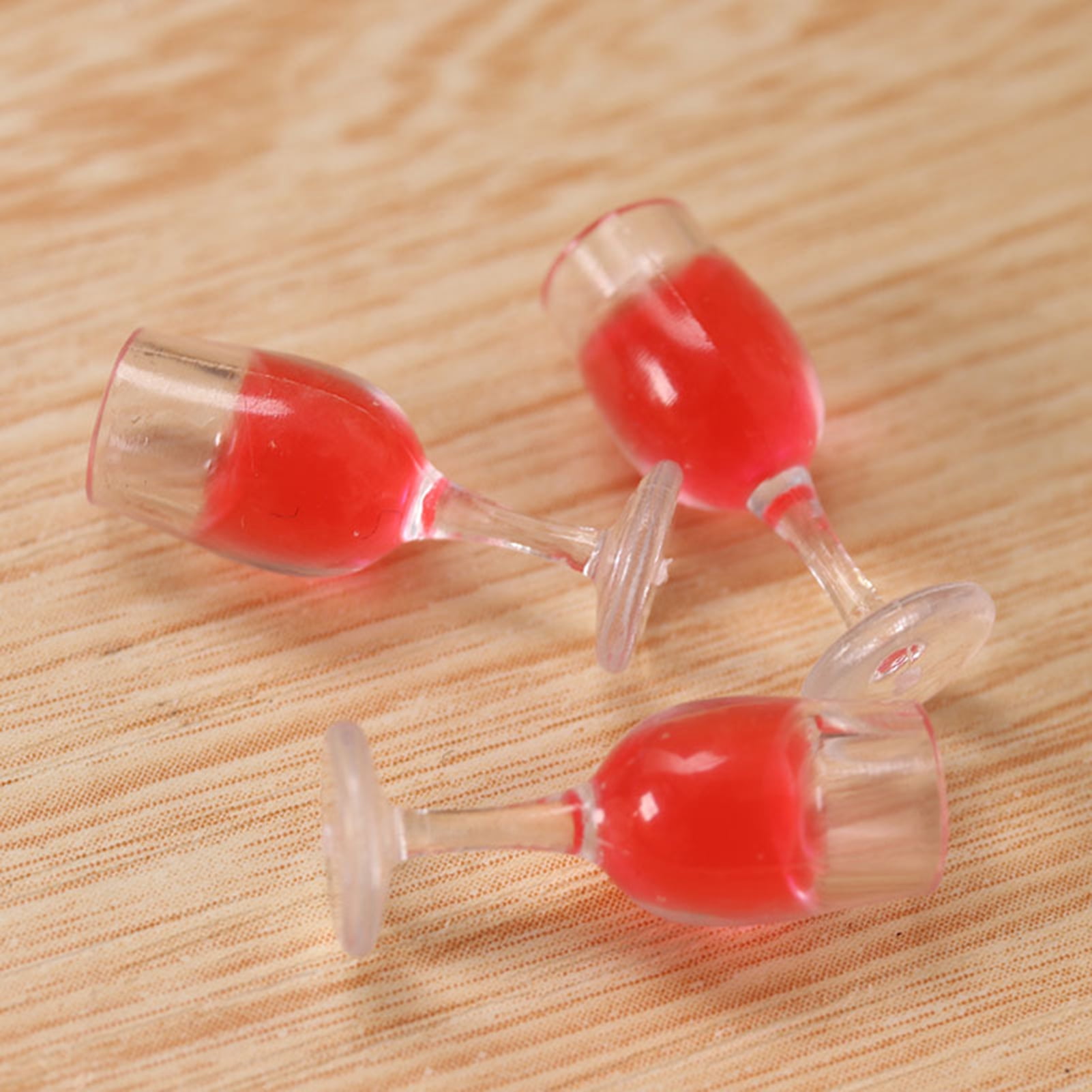 MIRROR 1:12 6Pcs Goblets Model Filled Unbreakable Resin Dollhouse Red ...