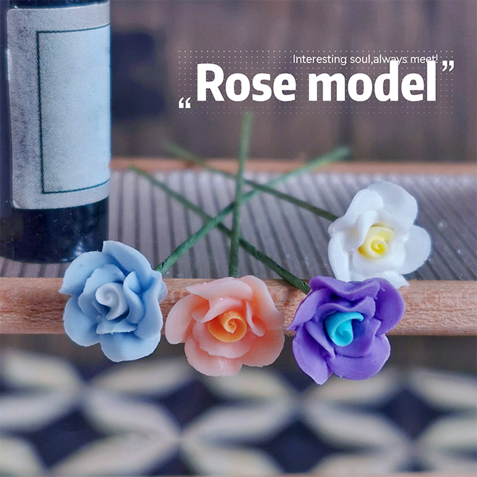 MIRROR 1:12 Dollhouse Flower Realistic Miniature Rose Fine Workmanship ...