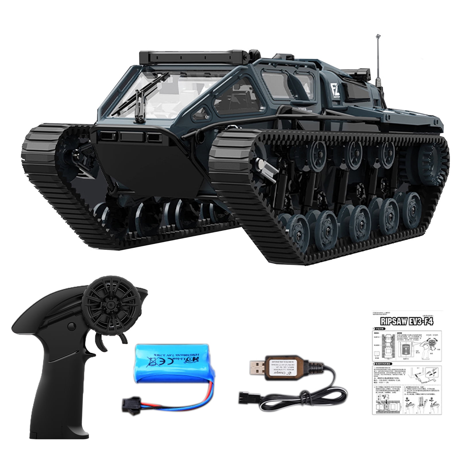 MIRROR 2.4GHz Remote Control Tank with LED Light Rechargeable RC Drift ...
