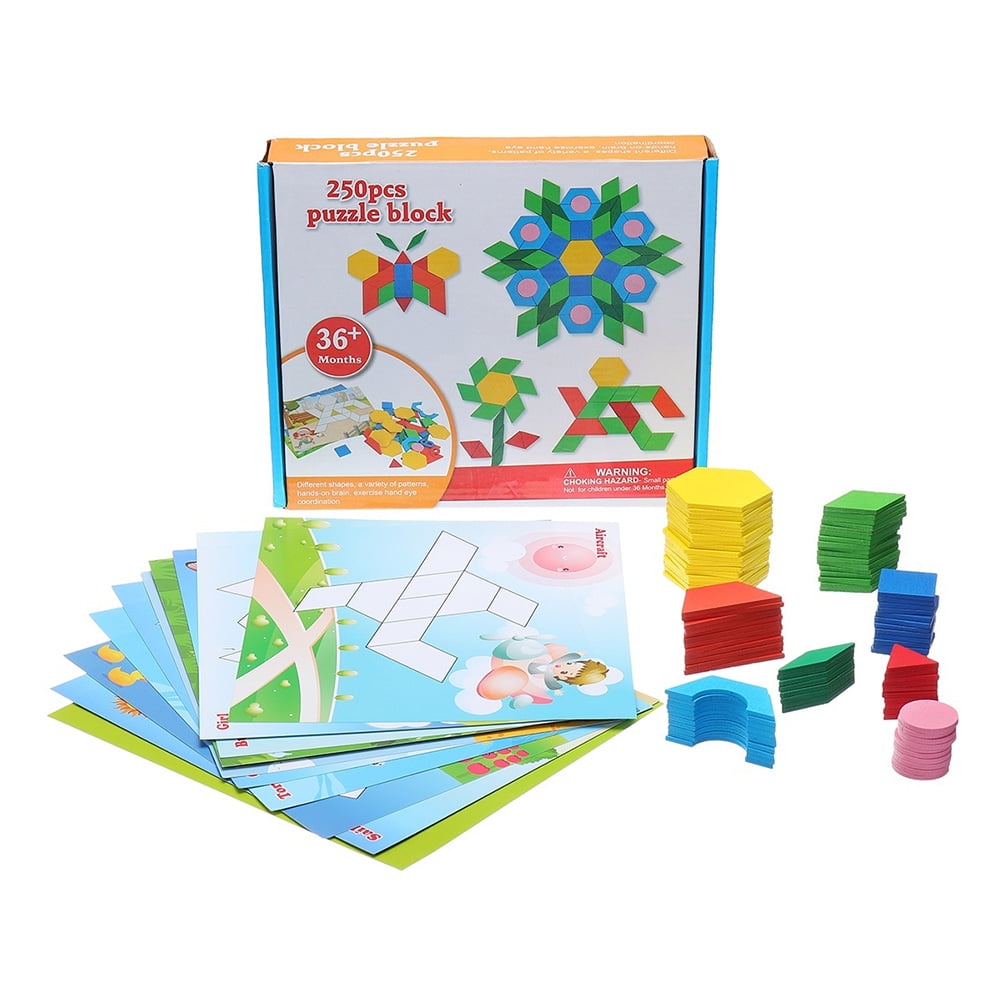MIRROR 250Pcs Wooden Tangram Geometry Puzzles Building Brain Training ...