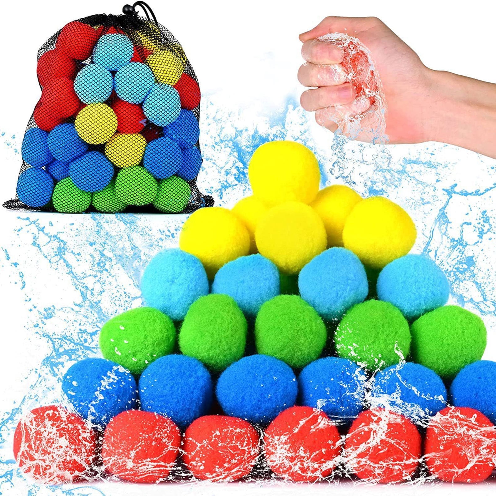 MIRROR 30/36/48/50/56/60Pcs Water Soaker Balls Reusable Water Balloons ...