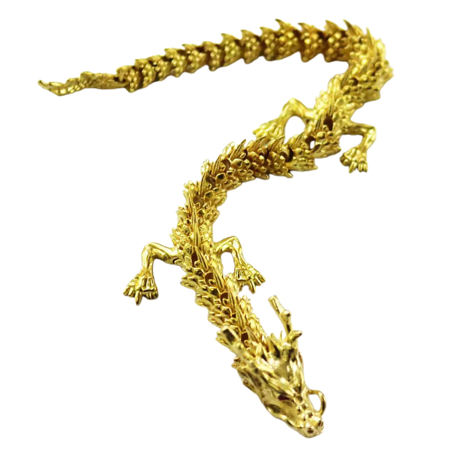 MIRROR Alloy Golden Chinese Dragon Figurine Movable Joints Articulated ...