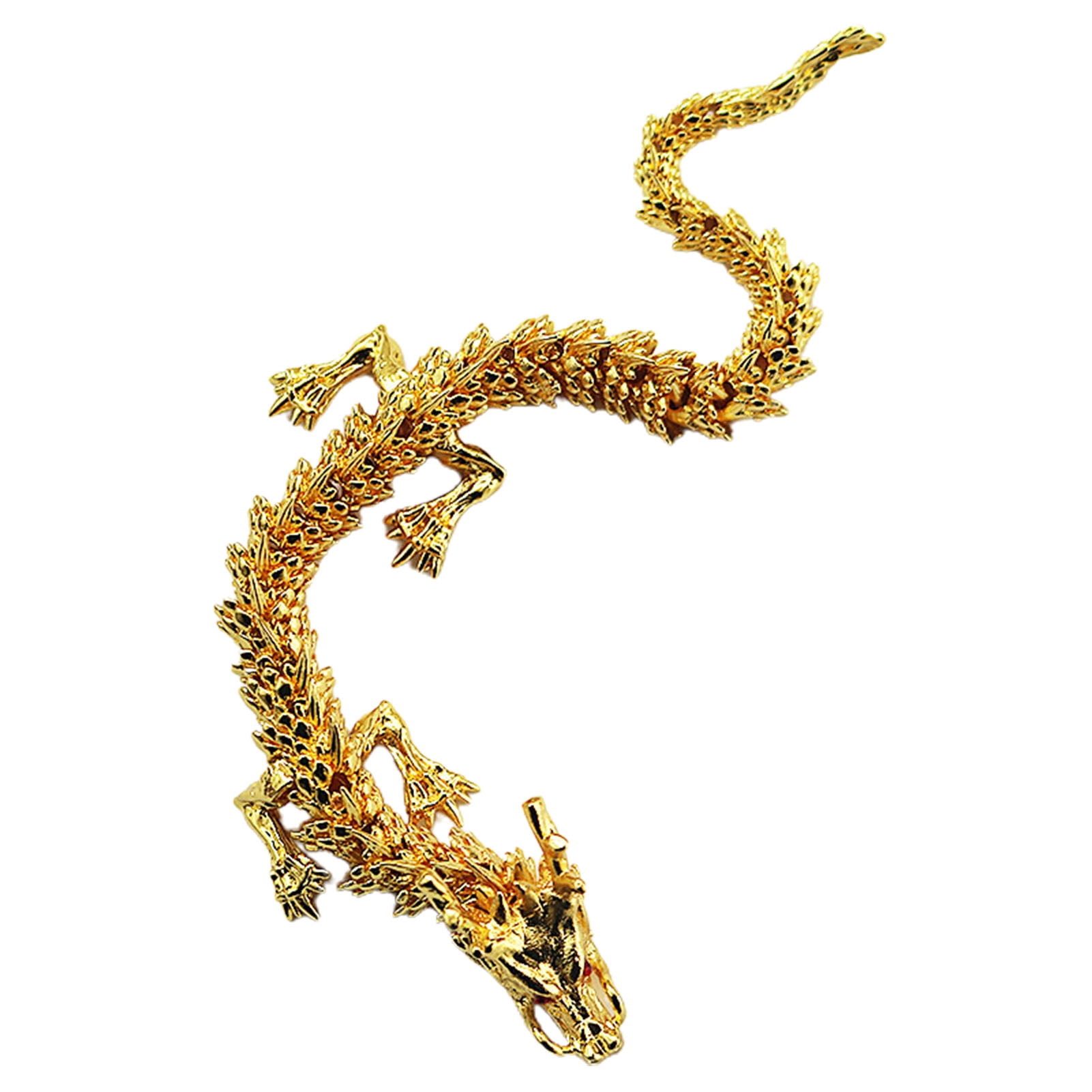 MIRROR Alloy Golden Chinese Dragon Figurine Movable Joints Articulated ...