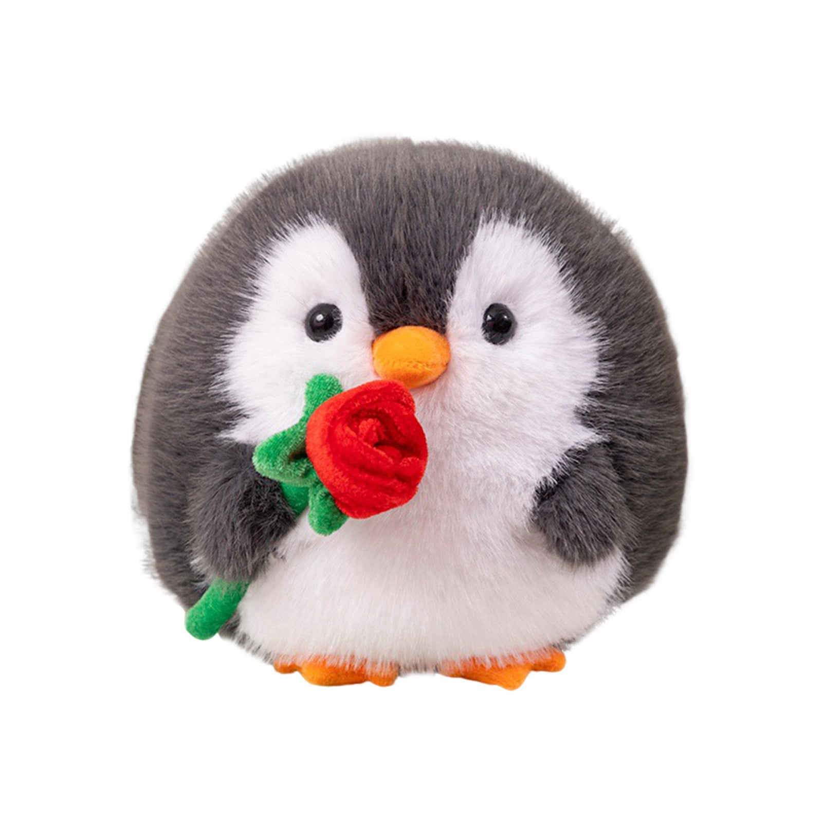 MIRROR Cartoon Penguin Plush Toy with Rose Flower Animal Plushie ...