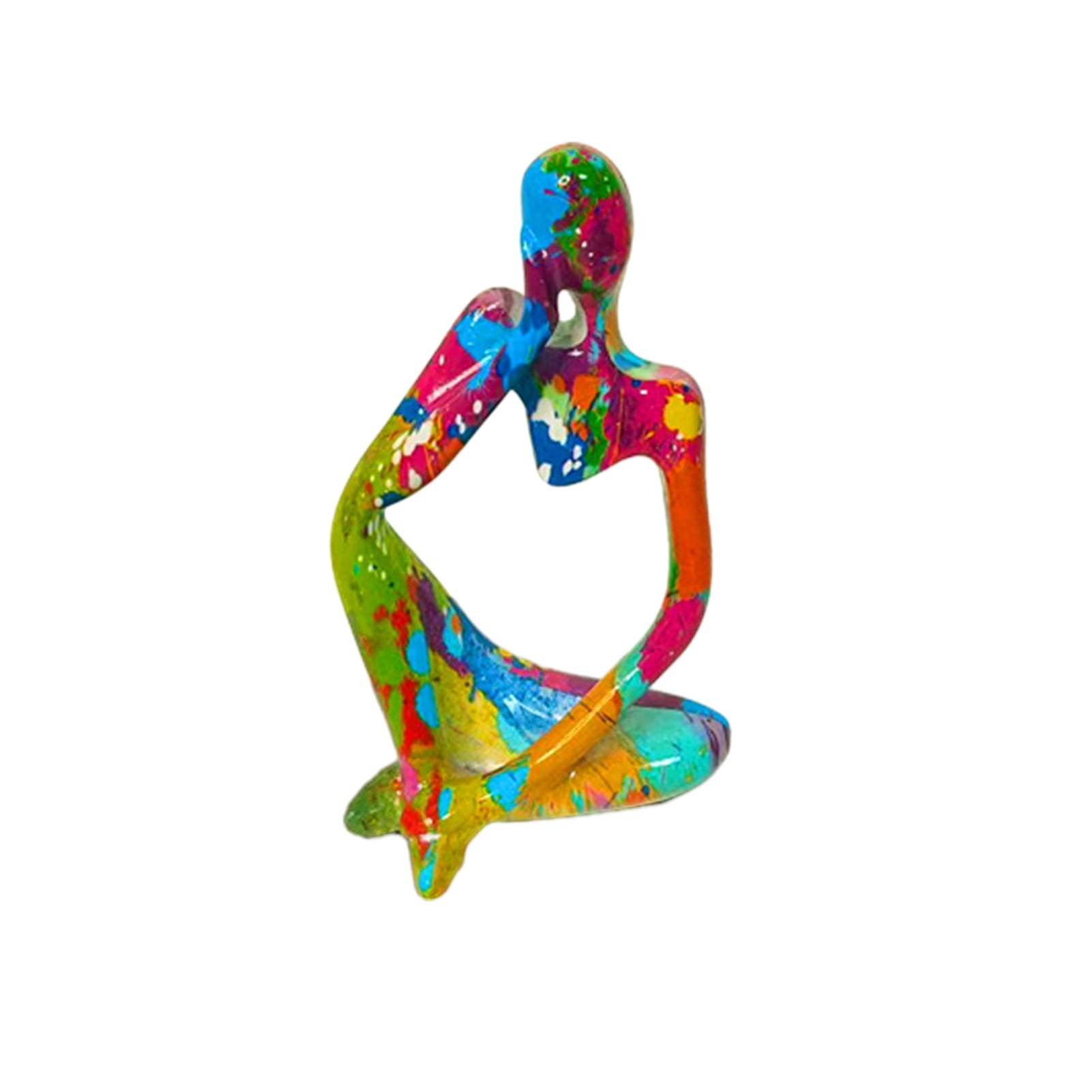 MIRROR Colorful Graffiti Thinker Statue Modern Abstract Sculpture Resin ...
