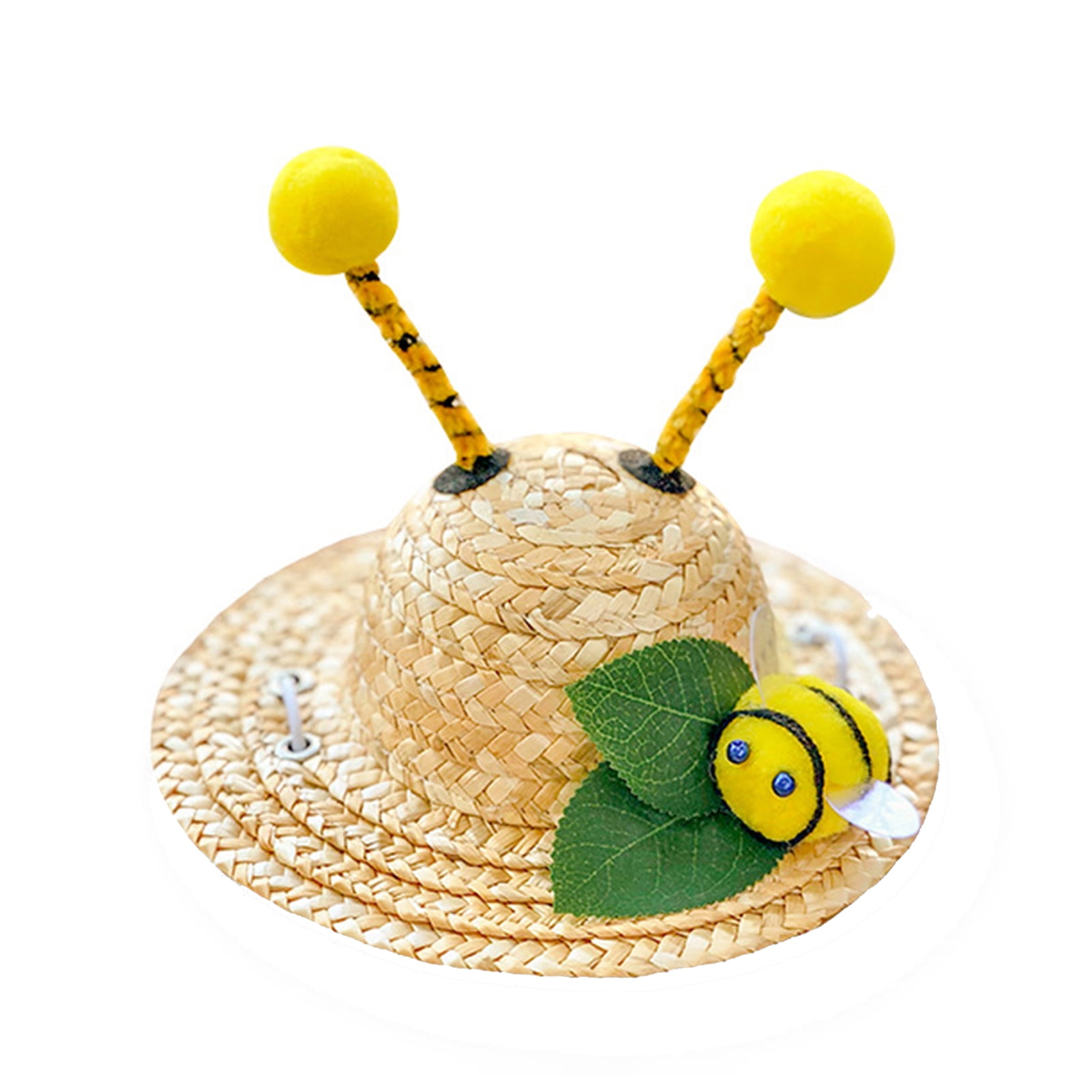 MIRROR Dog Straw Hat Decoration Knitted Accessories Adorable Wide Brim ...