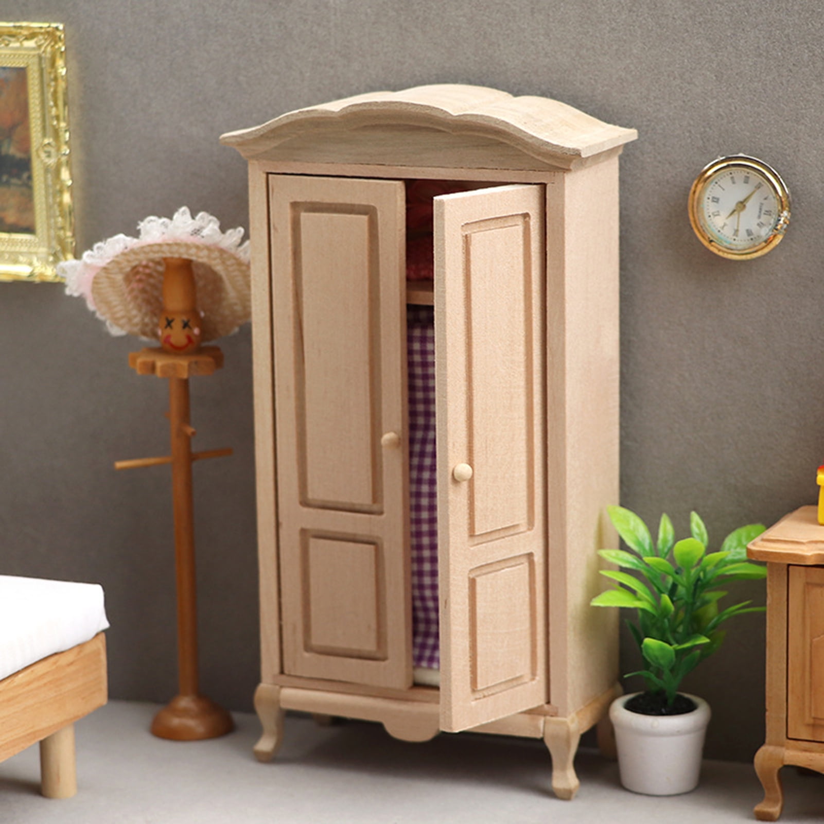 MIRROR Dollhouse Wardrobe Realistic Micro Scene Miniature Wood Craft ...