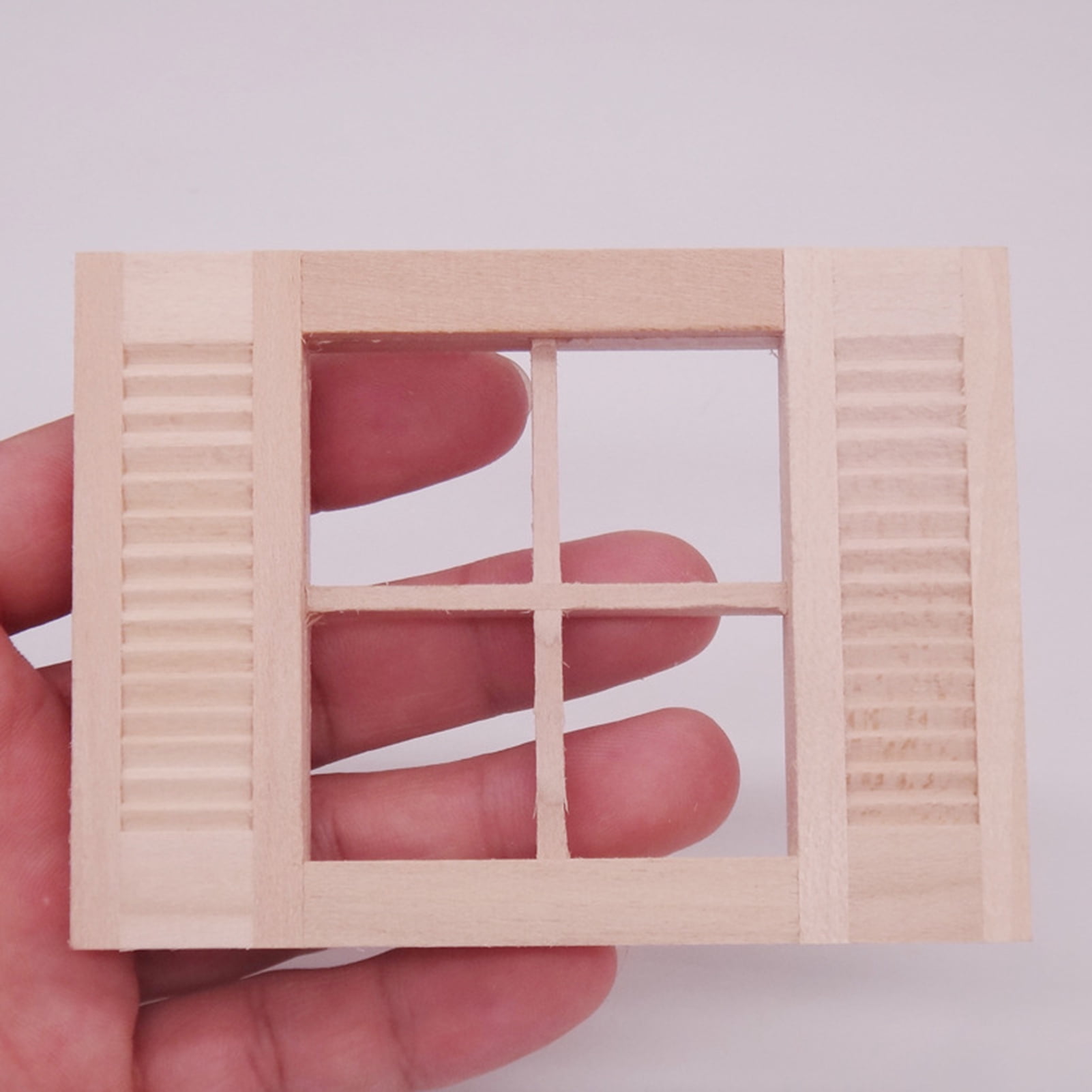 MIRROR Dollhouse Window Frame Unique Portable Wood Miniature 4-Pane ...