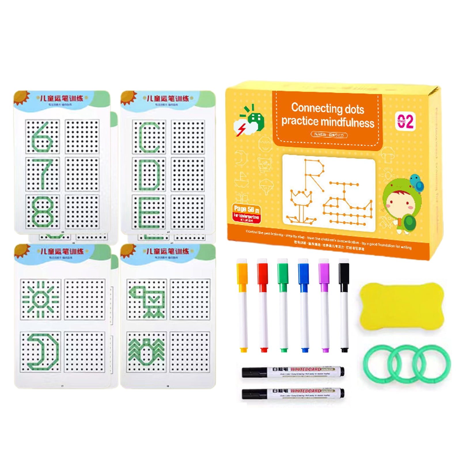 MIRROR Kids Pen Control Training Book with 8 Pens Eraser Reusable 1-3 ...
