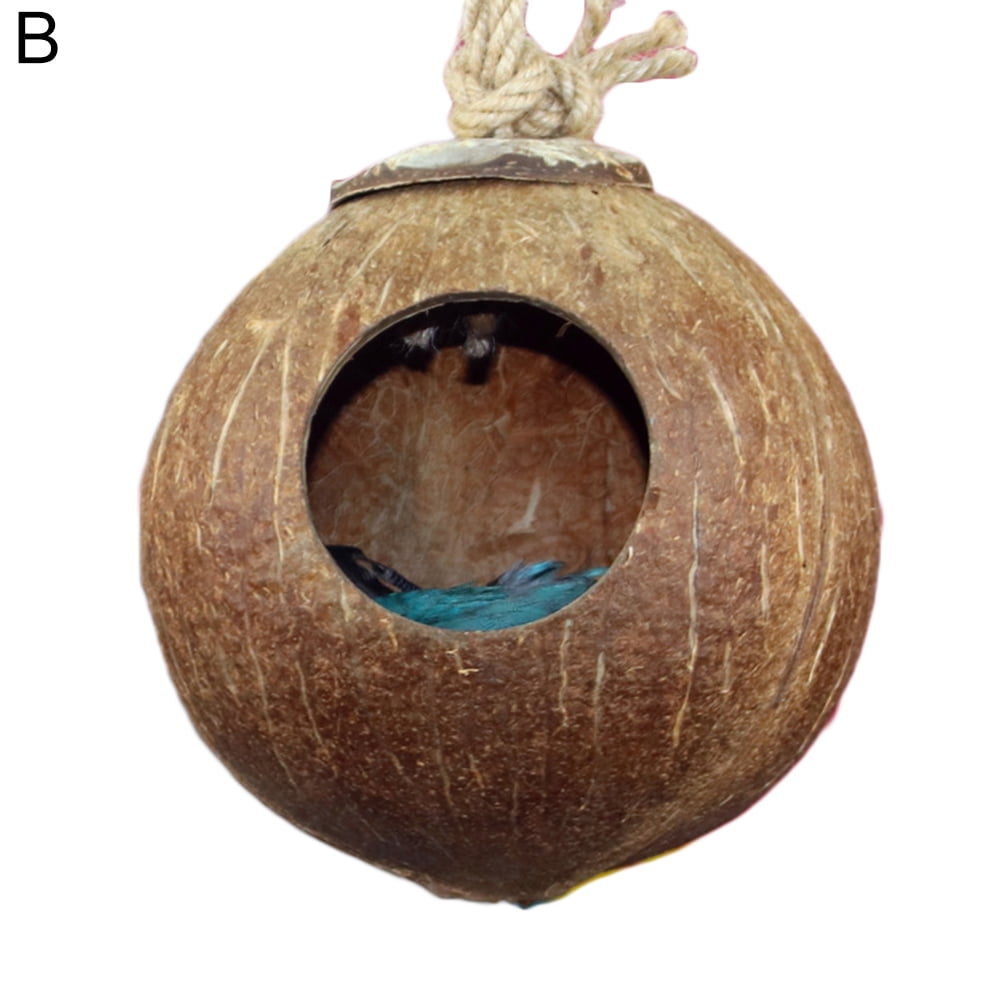 MIRROR Natural Coconut Shell Parrot Bird Pet Nest Hanging Summer Bed ...