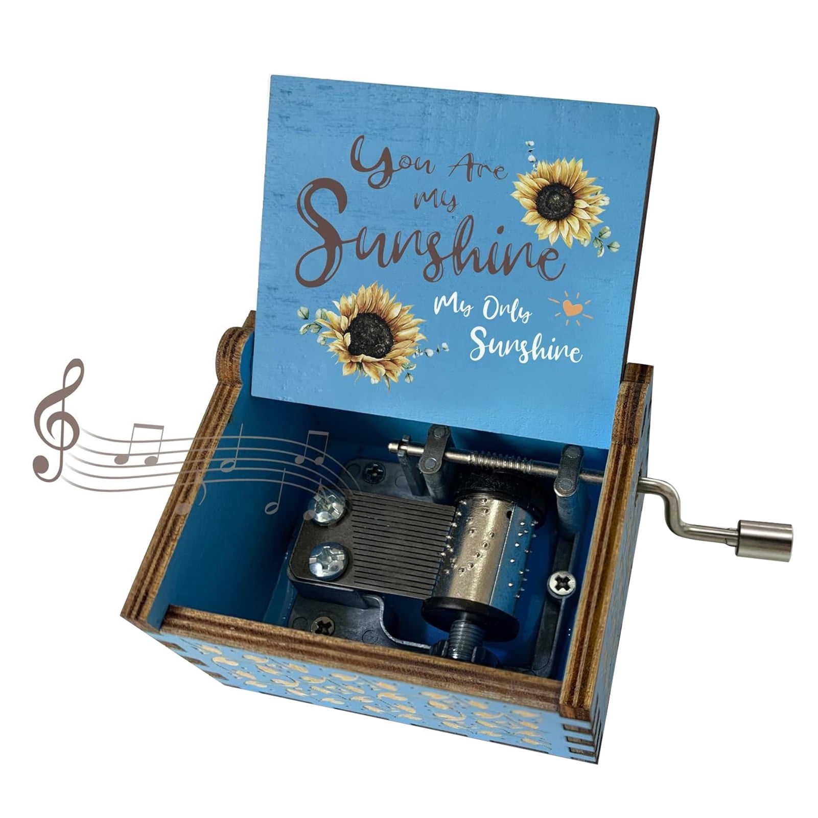 MIRROR Rotary Handle Wooden Music Box You Are My Sunshine Mini ...