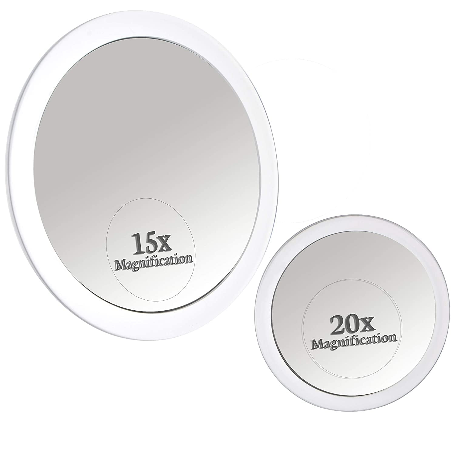 MIRRORVANA 20X & 15X Magnifying Mirror Set with 3 Suction Cups Each ...