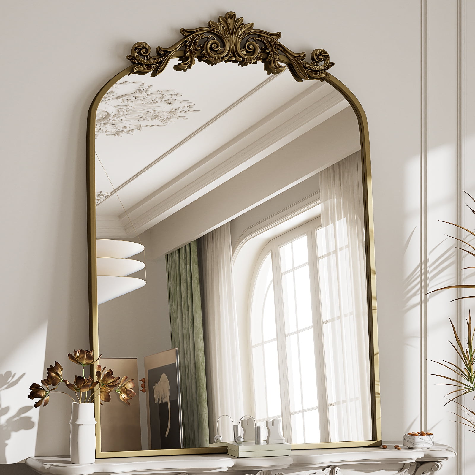 MIRSTORY 30"x42" Arched Wall Decor Mirror Vintage Banthroom Mirror ...