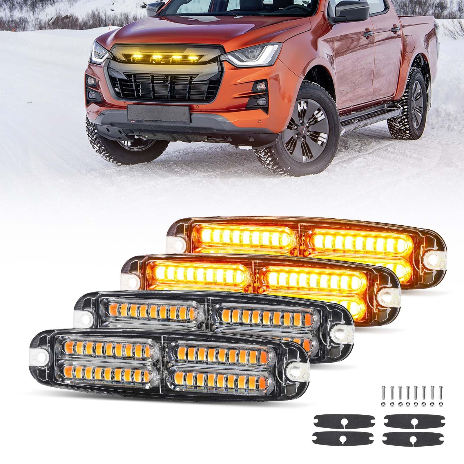 MIRUNNY Amber Strobe Lights DHF10 Kit for Trucks,Sync Feature Emergency ...