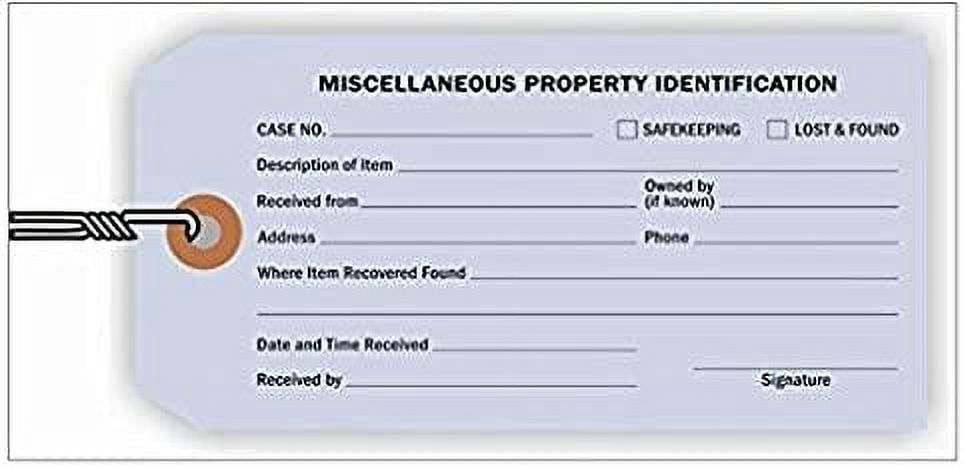 MISCELLANEOUS PROPERTY Tags, 2.375" X 5.25", 13PT LIGHT BLUE PAPER ...
