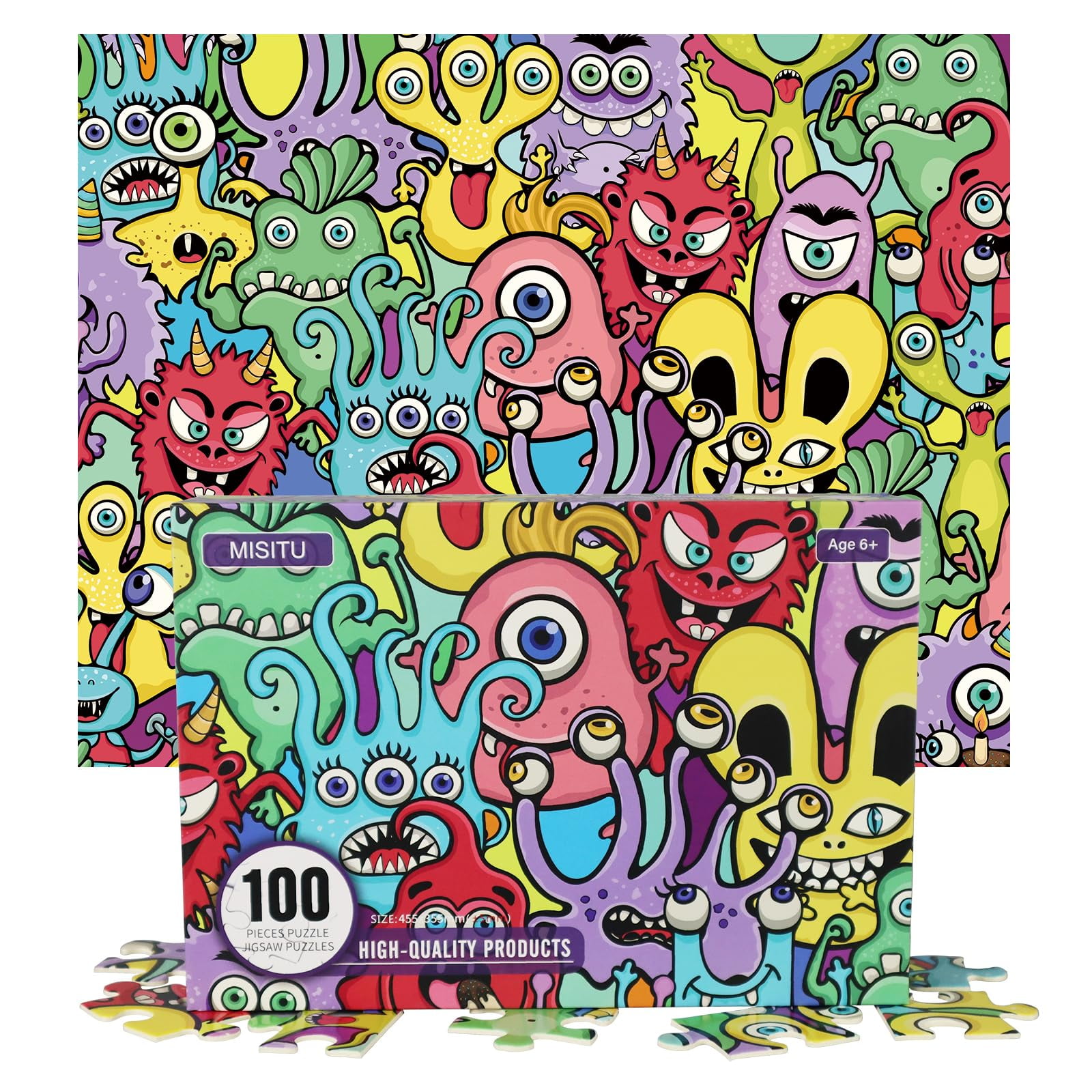 MISITU Jigsaw Puzzles 100 YPF5 Pieces for Puzzle Beginners - Monsters ...
