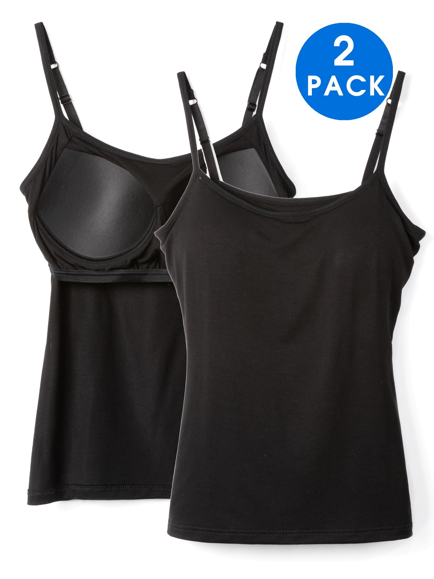 MISS MOLY 2 PACK Women Camisole Shelf Bra with Adjustable Strap Stretch ...