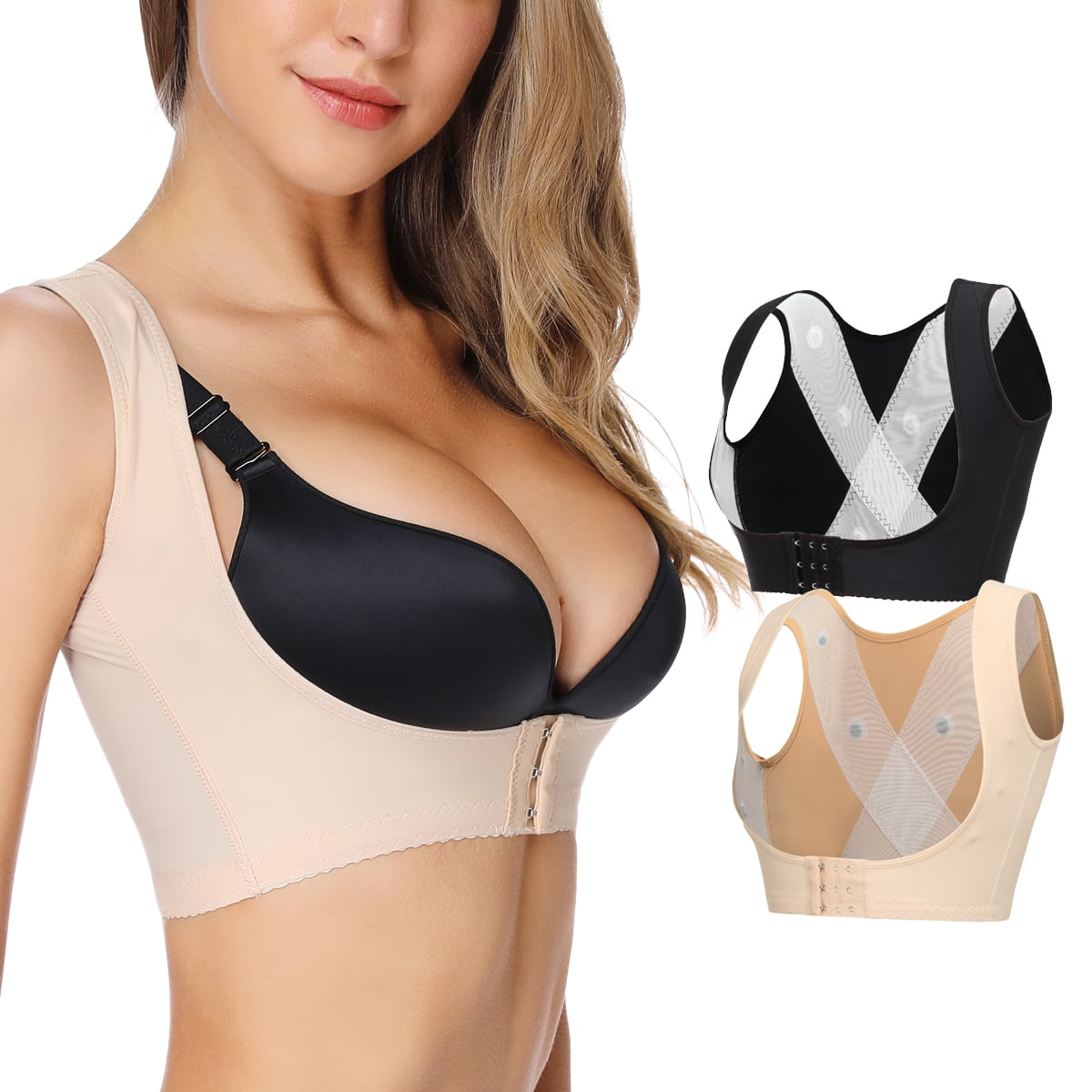 MISS MOLY 2 PACK Women Sleeveless Posture Corrector Bra Chest Support Vest Back Brace ...