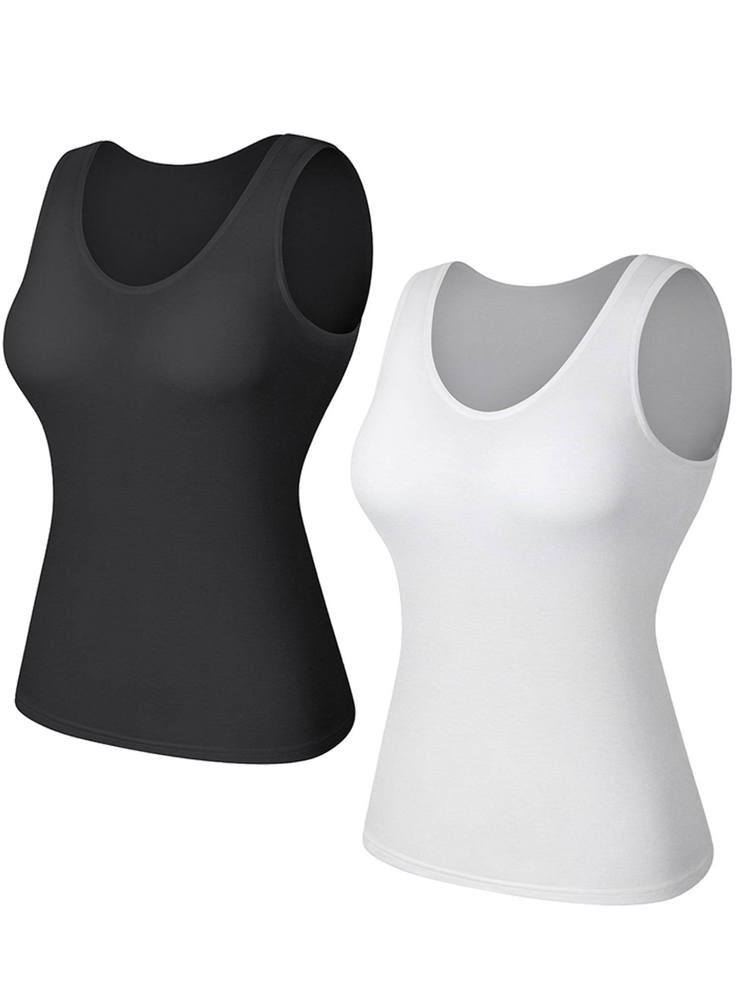 MISS MOLY Tank Tops for Women Basic Camisole with Built in Bra Casual ...